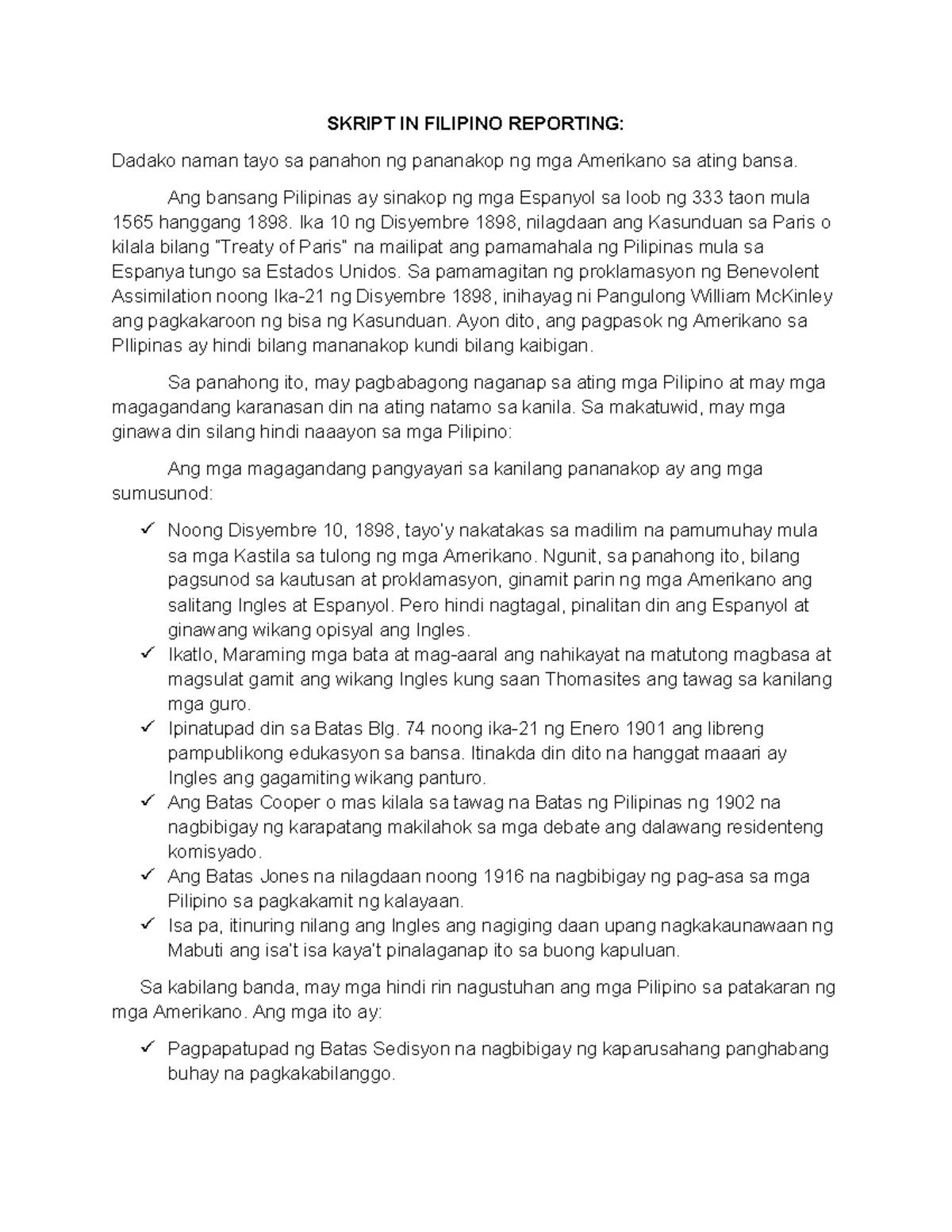 Reporting - just for additional infos - SKRIPT IN FILIPINO REPORTING ...