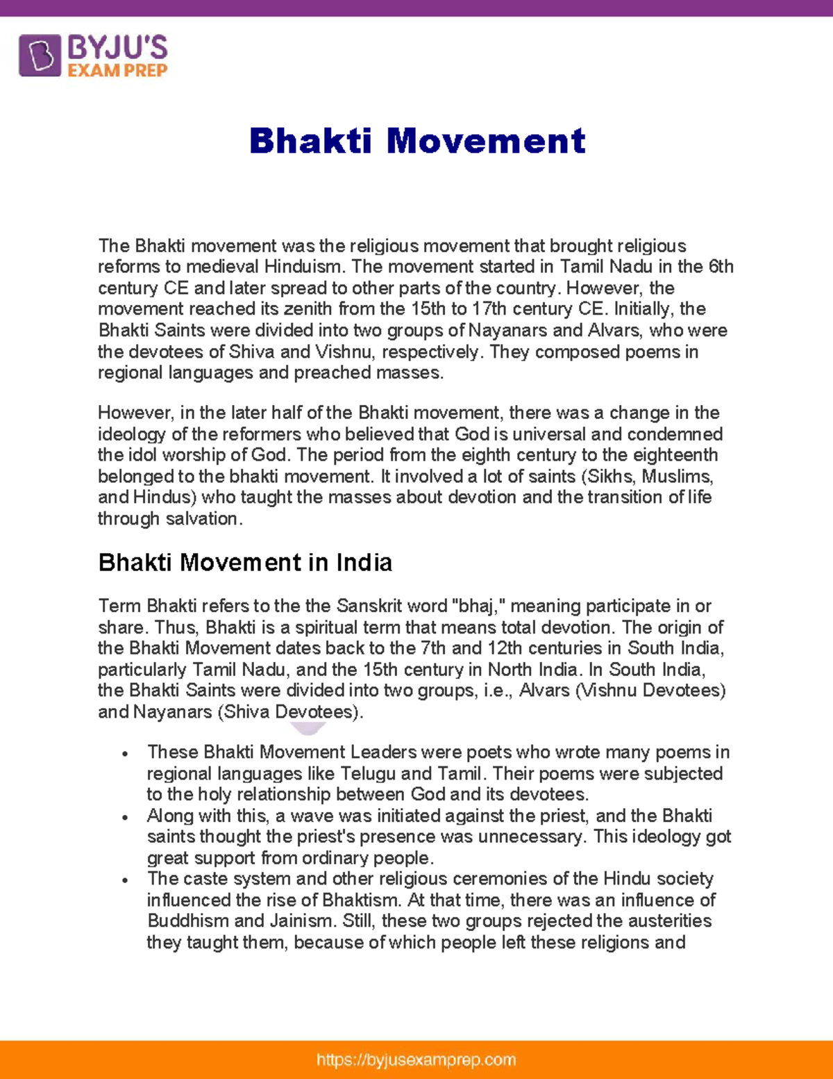 Bhakti movement upsc notes 79 - Bhakti Movement The Bhakti movement was ...
