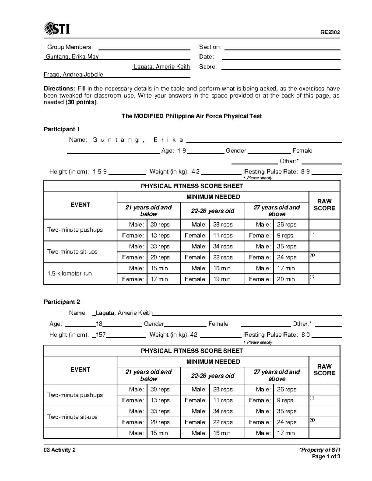 03 Activity 2 (1) - GE 03 Activity 2 *Property of STI Page 1 of 3 Group ...