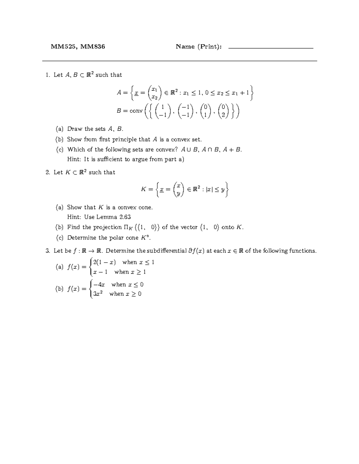 Exercise sheet 5 - Øvelsesopgaver for den femte uge af konveks analyse ...
