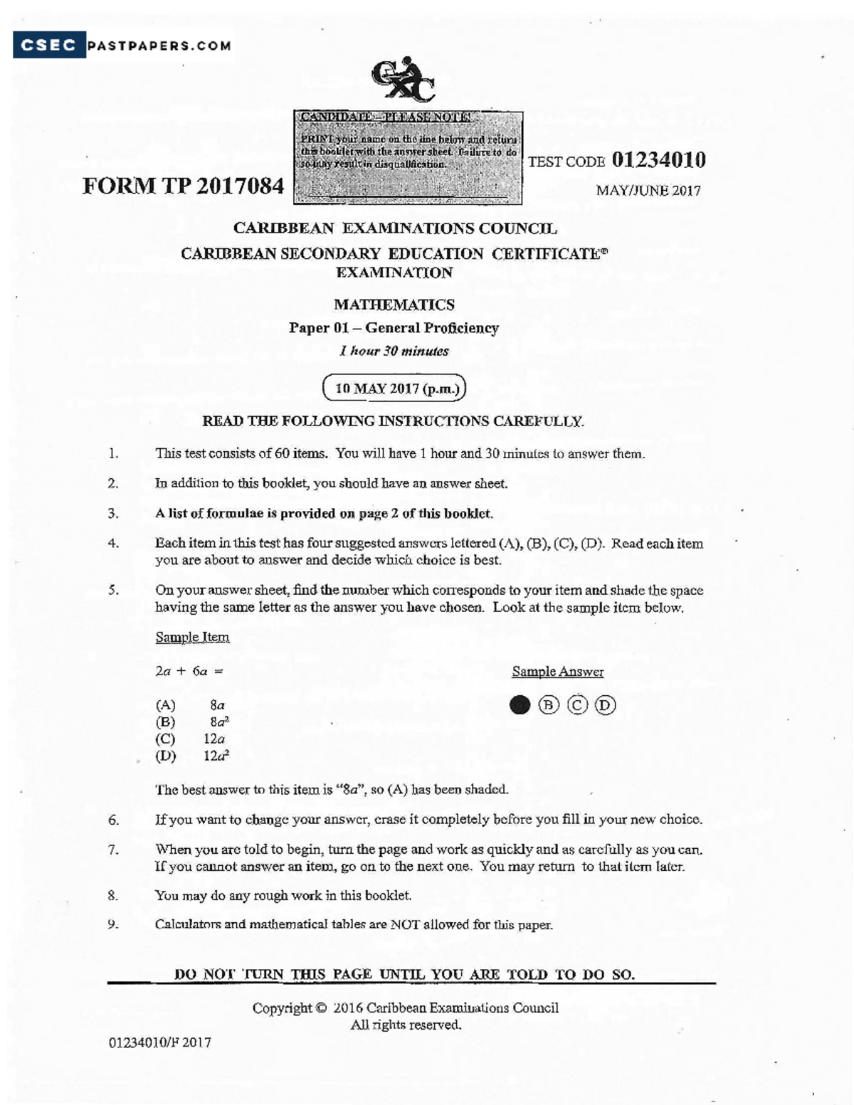 June 2017 p1 - CSEC PAST PAPERS - principle of account - Studocu