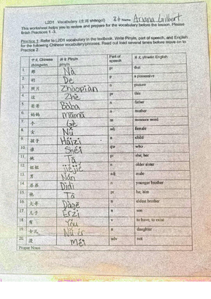 L4D1 - Writing characters/pinyin - CHIN 101 - Studocu