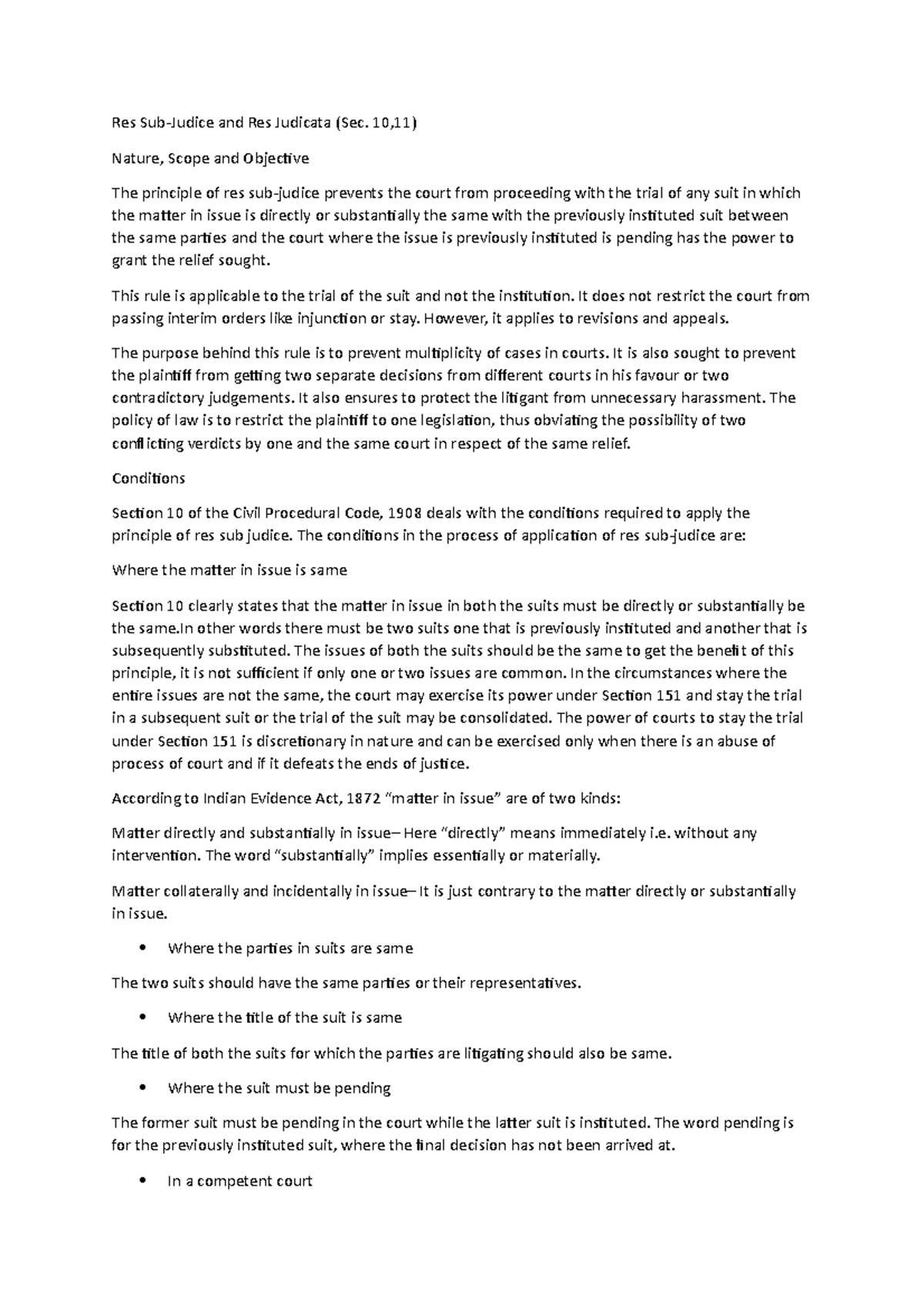 1b Res Sub-Judice, Resjudicata, Restitution, Caveat, Inherent Powers of ...