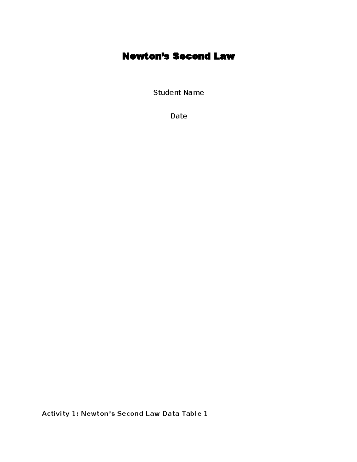 PHY 150 M4 Newton's Second Law Lab Report - Newton’s Second Law Student ...