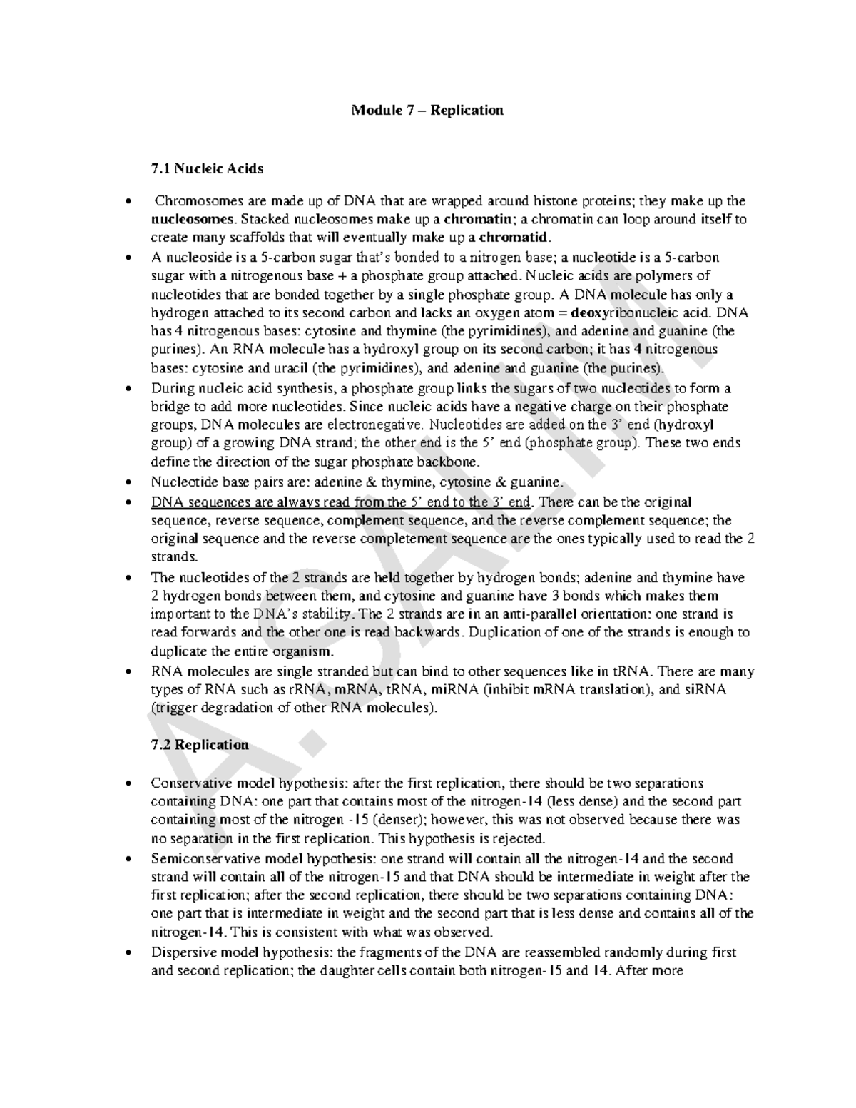 Module 7 - Replication - Professor Delcourt - Module 7 – Replication 7 ...