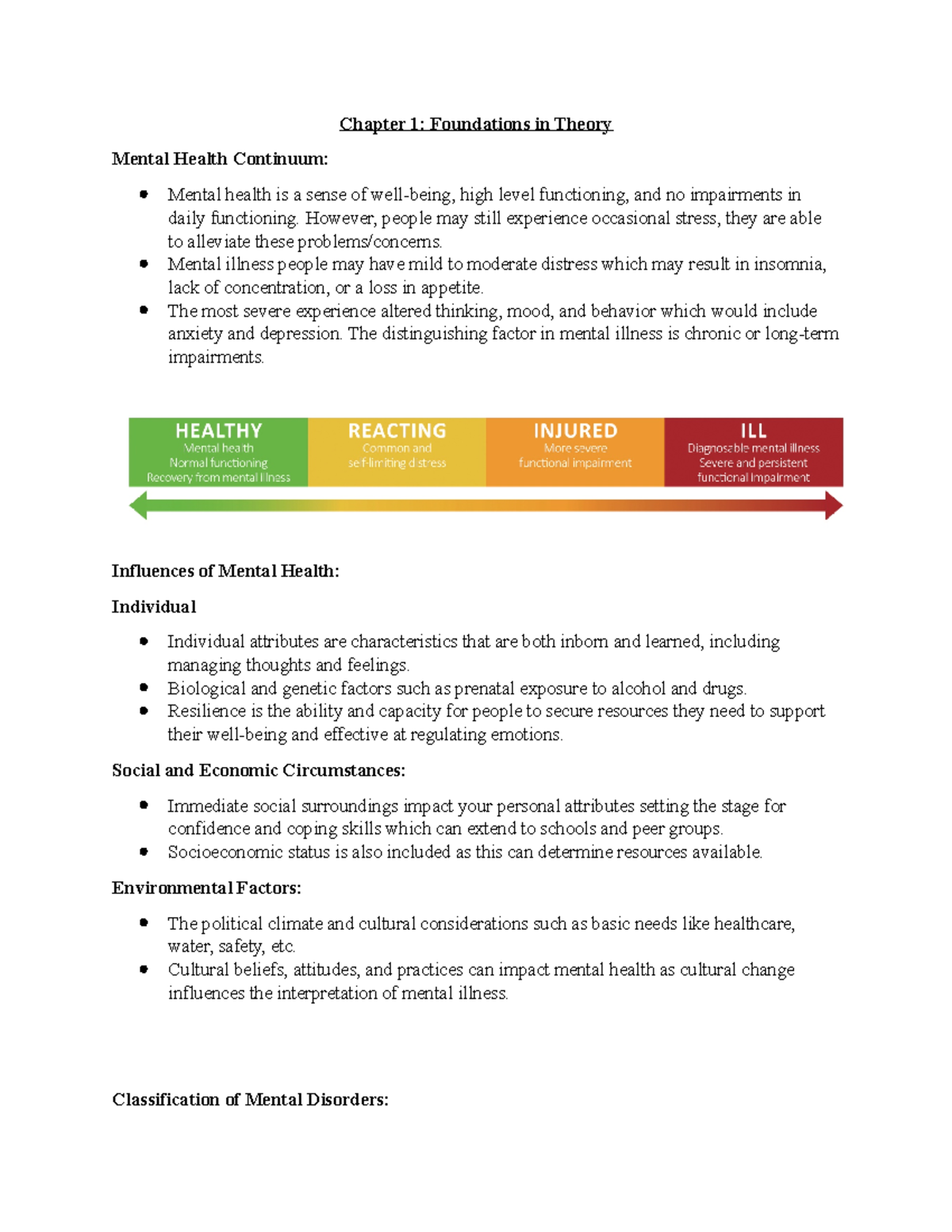Mental Health SG1 - Lecture info for exam 1 prep - Chapter 1 ...
