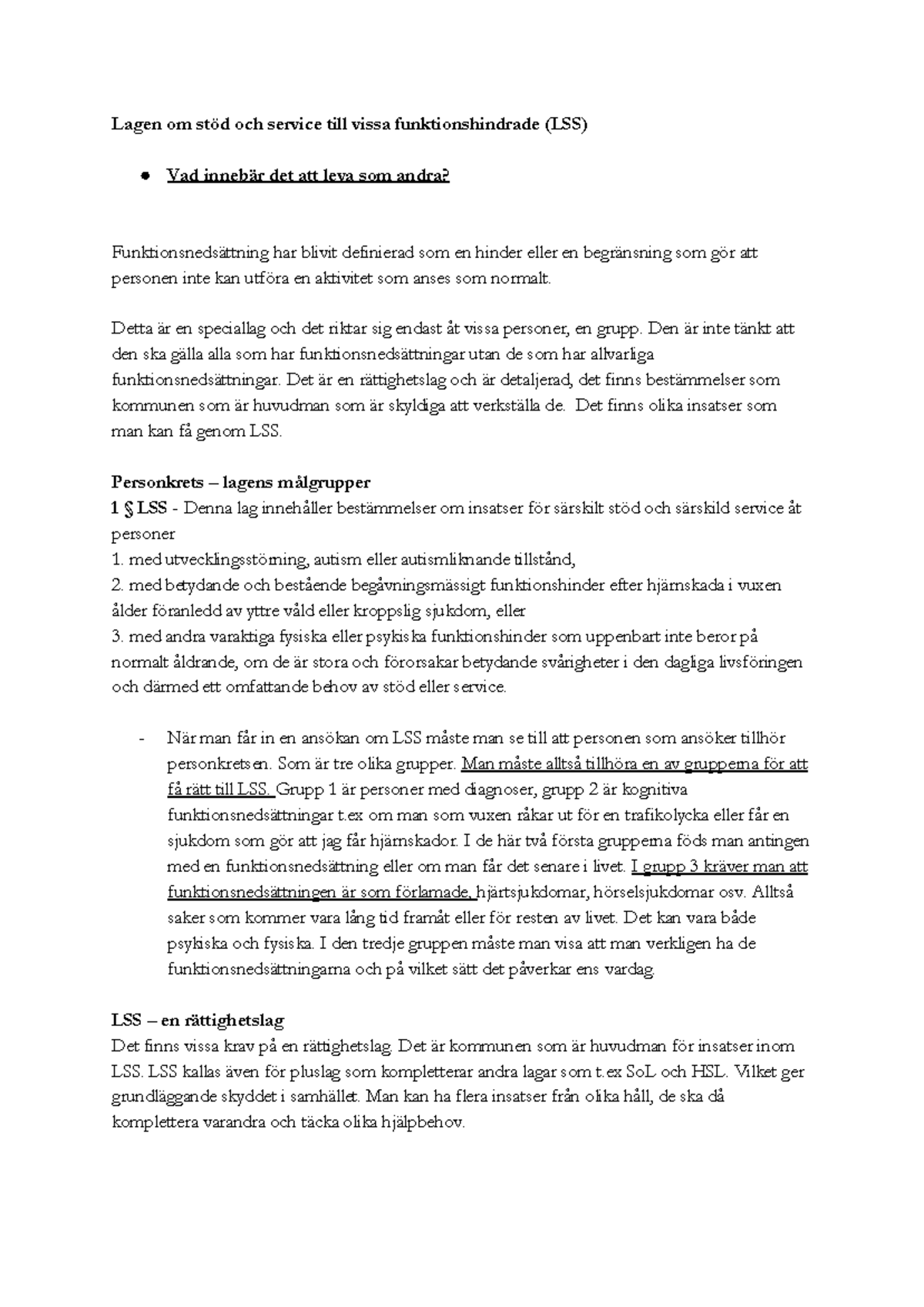 SQ4122 - Föreläsningen - LSS - Lagen om stöd och service till vissa ...