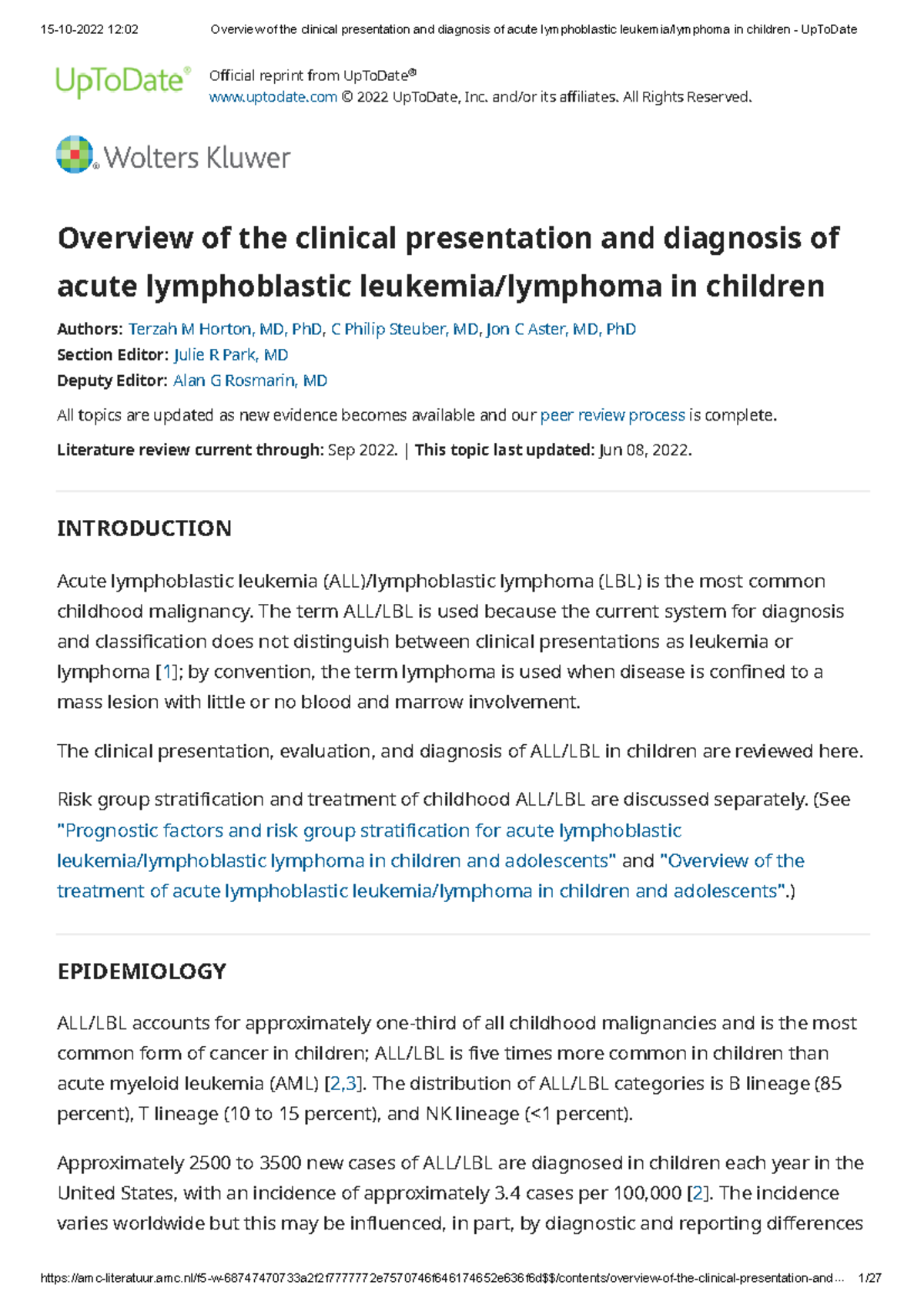 Overview of the clinical presentation and diagnosis of acute ...