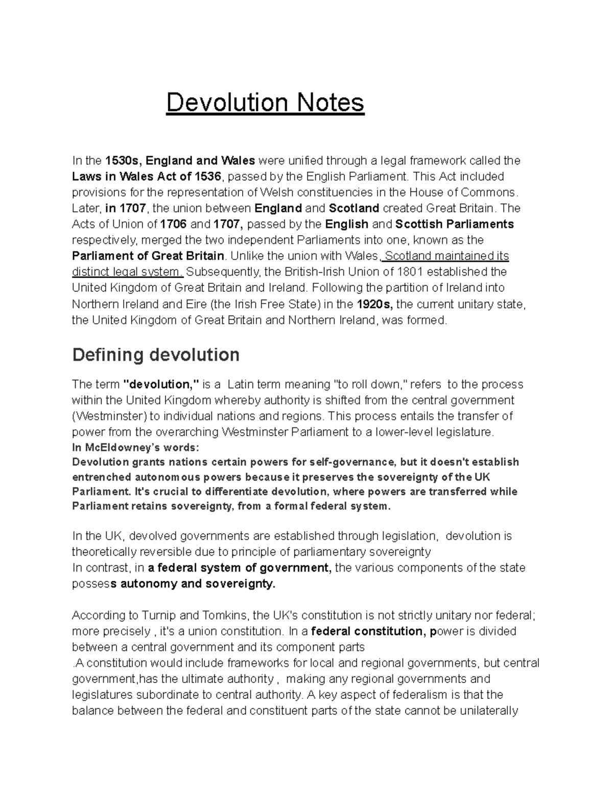 Devolution - This Act included provisions for the representation of ...