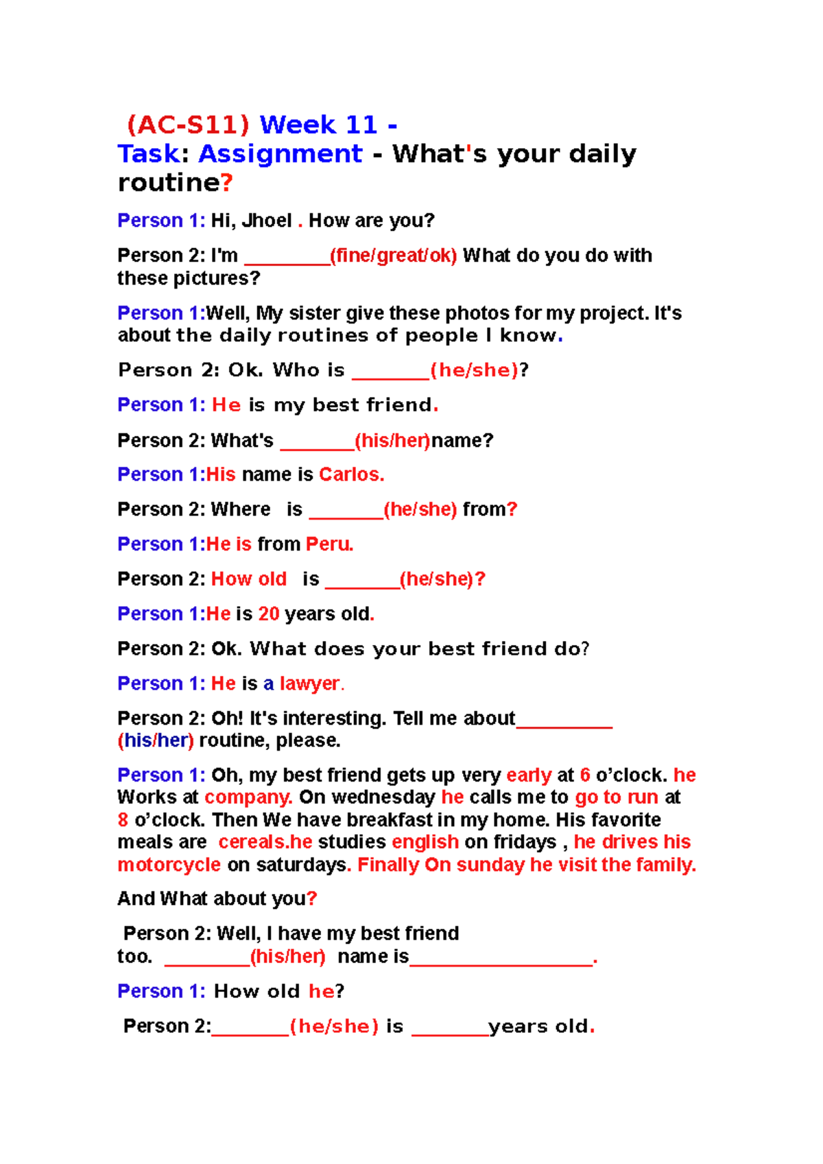 Ejemplo de task 11 - Nada - (AC-S11) Week 11 - Task: Assignment - What's your daily routine ...