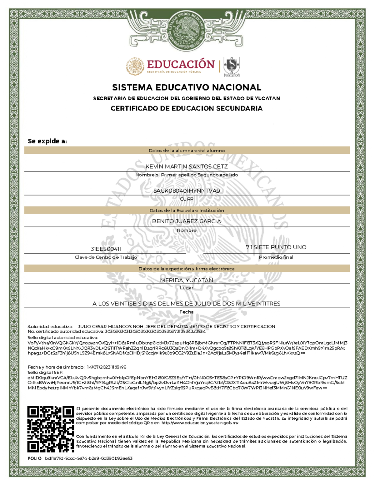 Certificado - SISTEMA EDUCATIVO NACIONAL SECRETARIA DE EDUCACION DEL ...