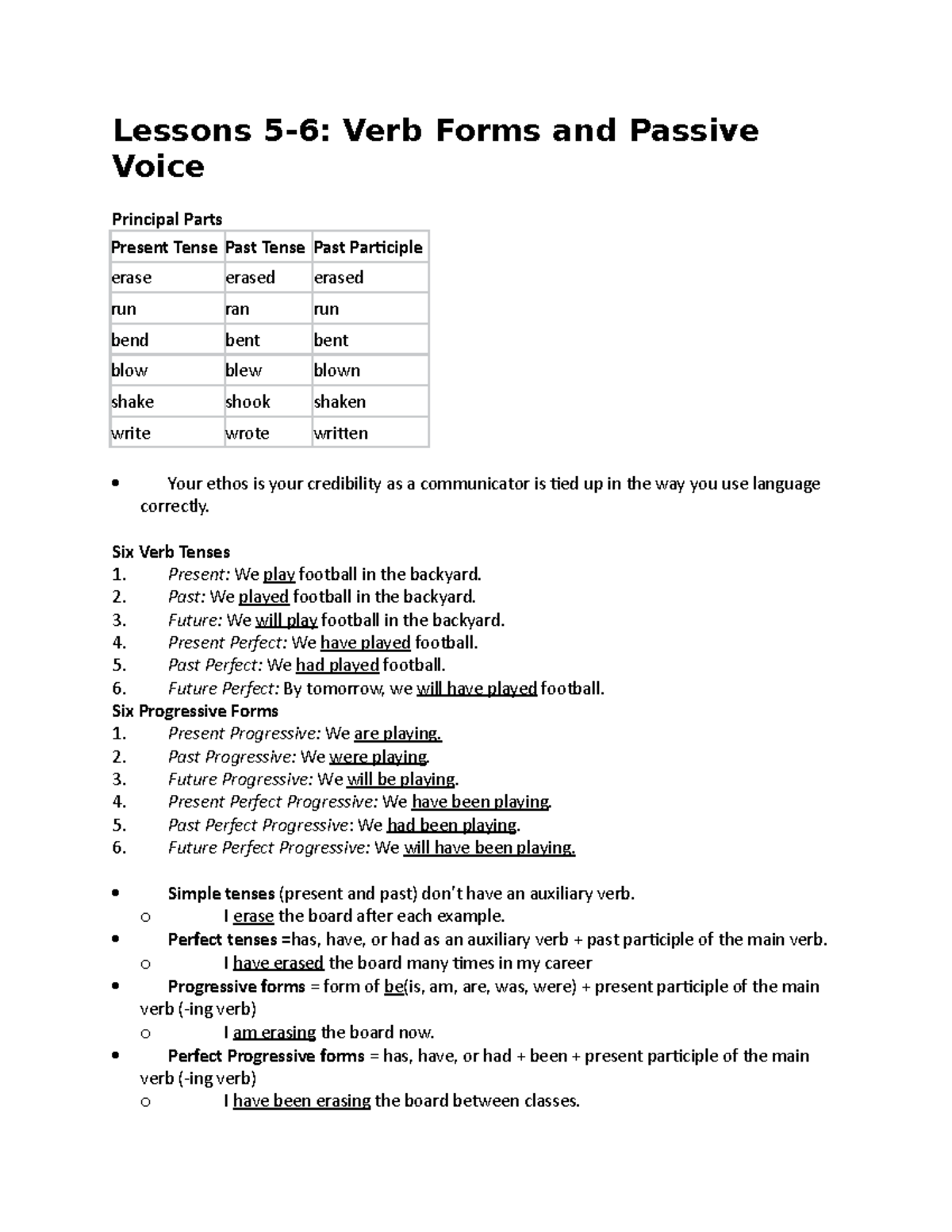 Lessons 5&6 Verb Forms and Passive Voice - Lessons 5-6: Verb Forms and ...