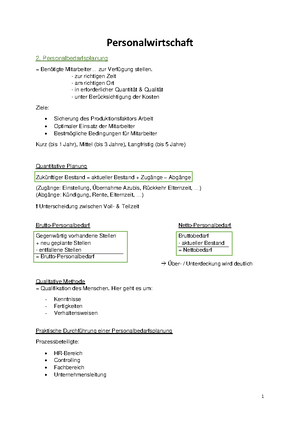 Mitschrift Personalwirtschaft - Aufgaben HR - Bereich Recruiting ...