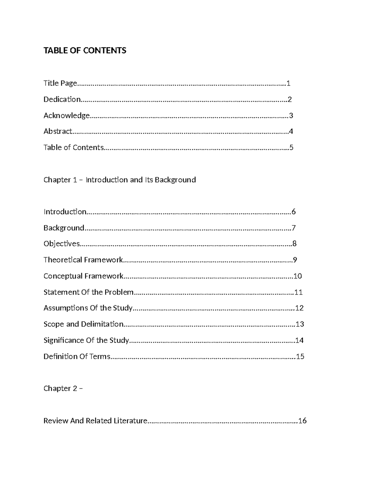 Table OF Contents - Summary Research - TABLE OF CONTENTS Title - Studocu