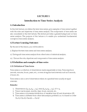 Sta 223 Lecture 5 Notes - stationarity, autocovariance and ...