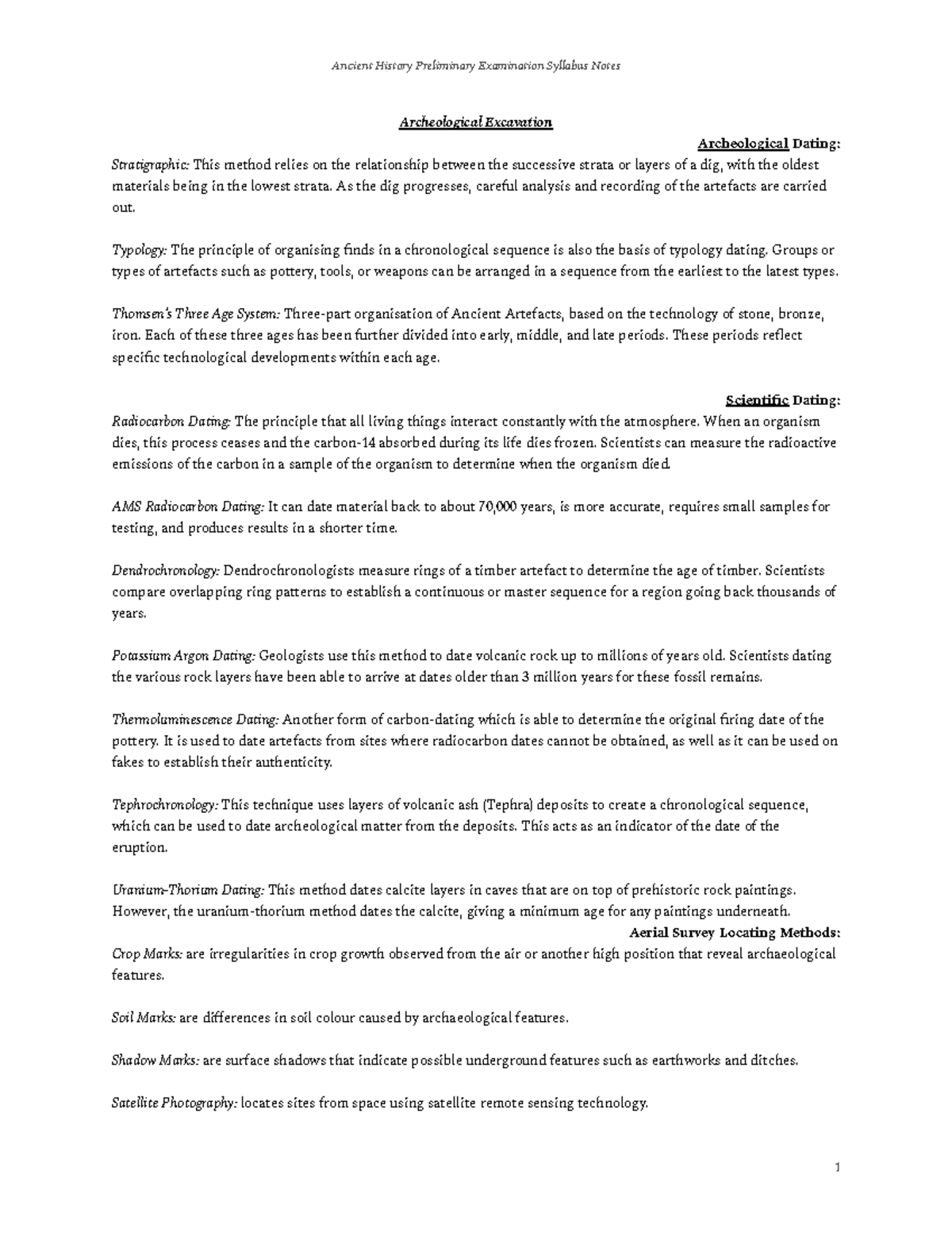 Ancient History Prelimary Notes 3 - Archeological Excavation ...