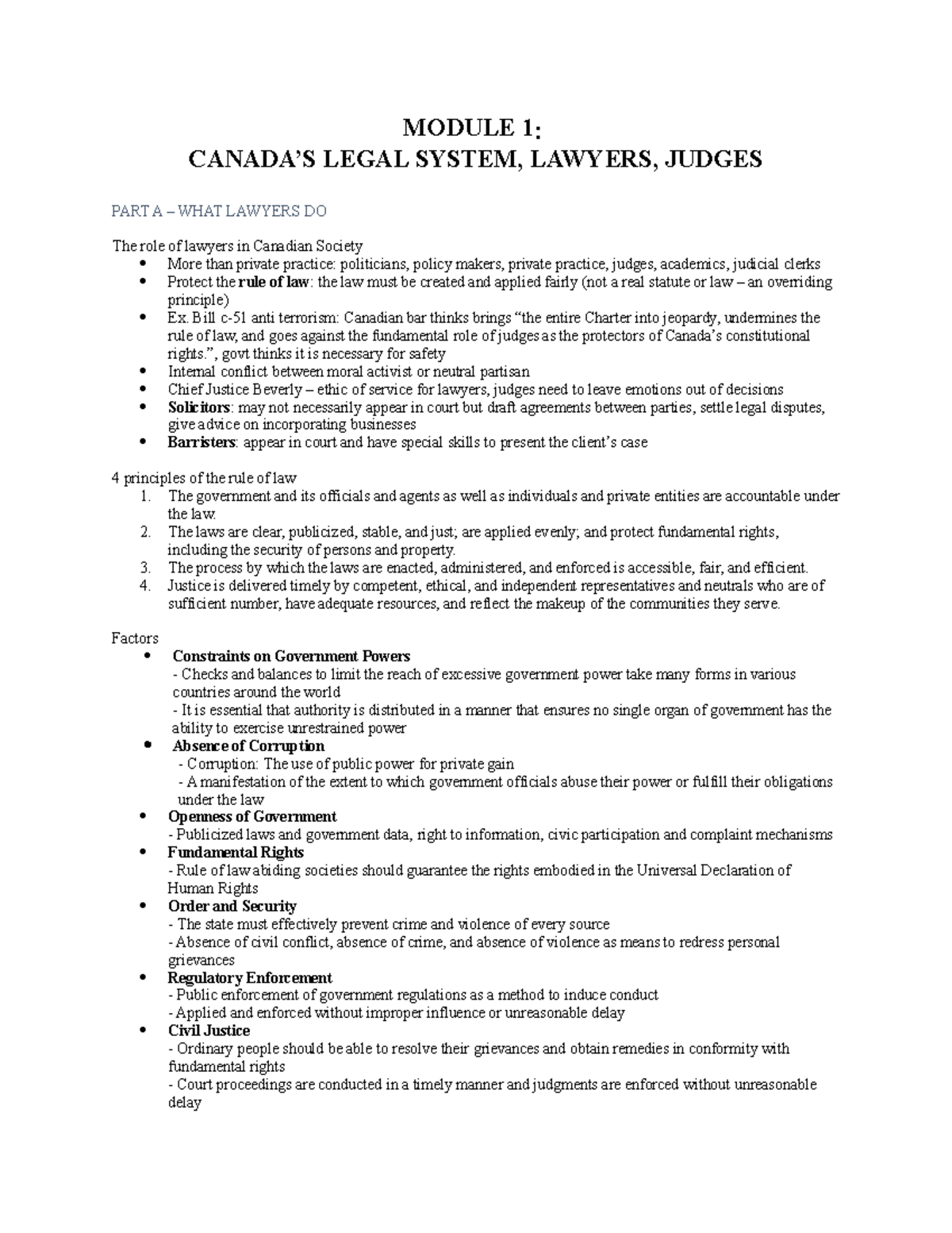 Law-Notes-final - Lecture notes All - MODULE 1: CANADA’S LEGAL SYSTEM ...