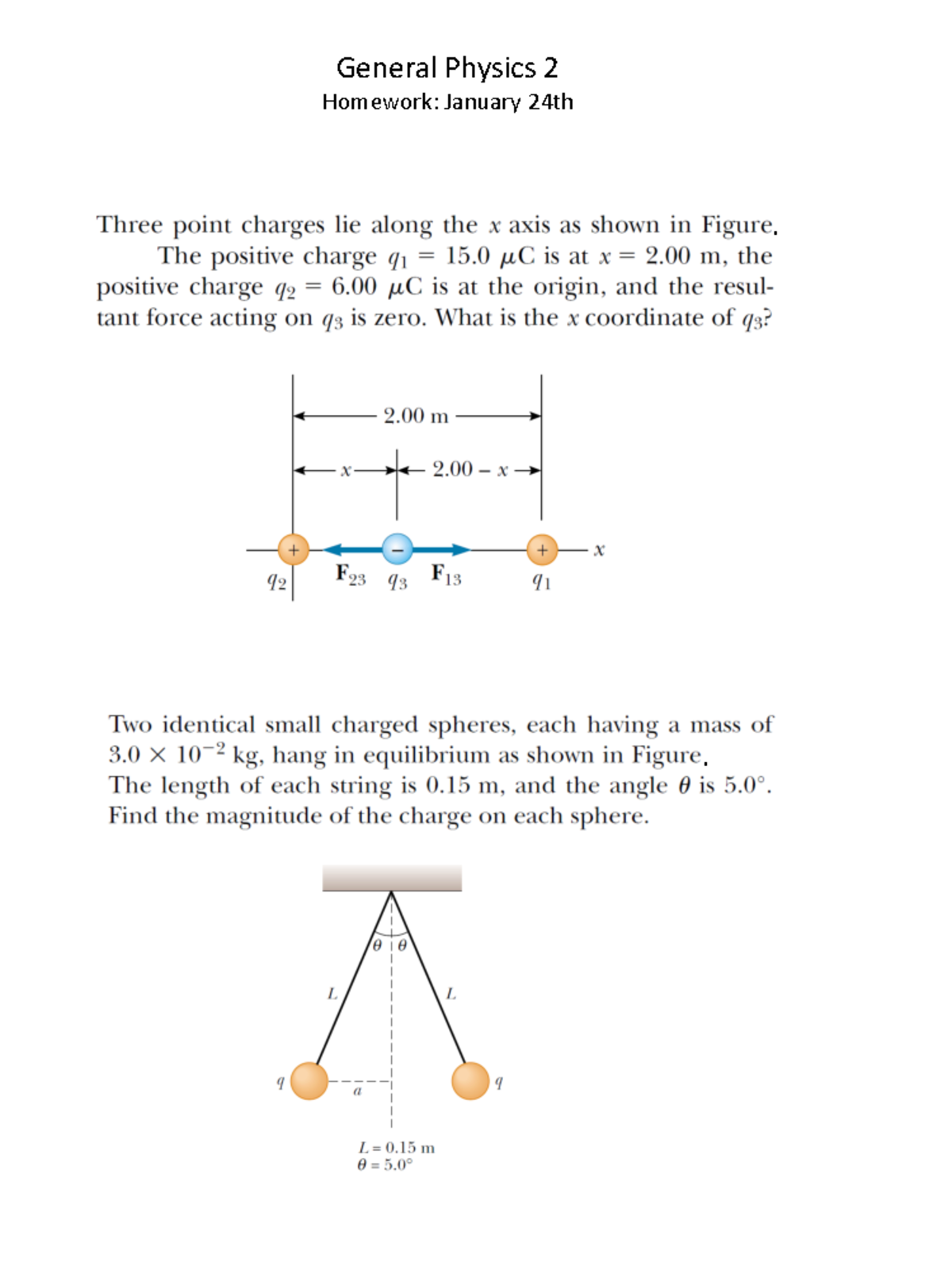 Homework 1 - PHYSUA93 - . . General Physics 2 Homework: January 24th - Studocu