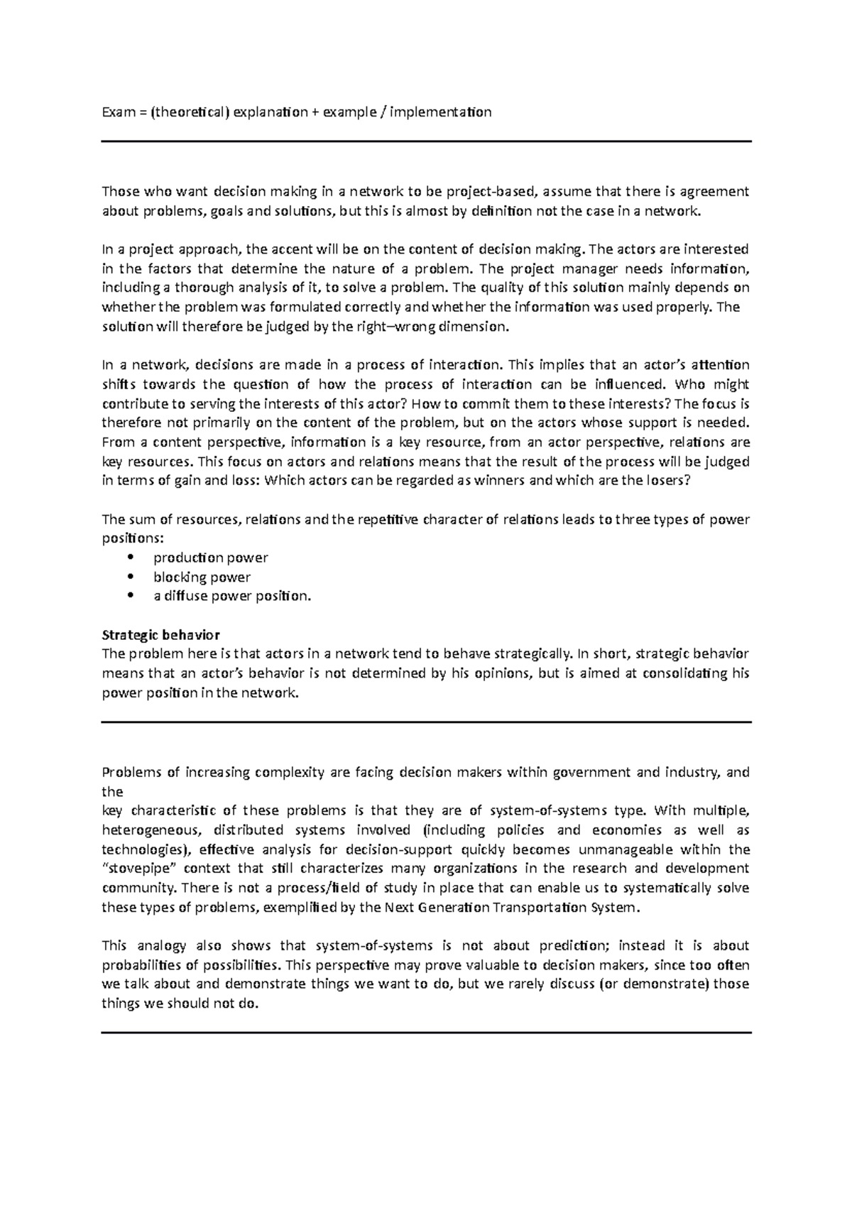 Summary articles - Exam = (theoretical) explanation + example ...