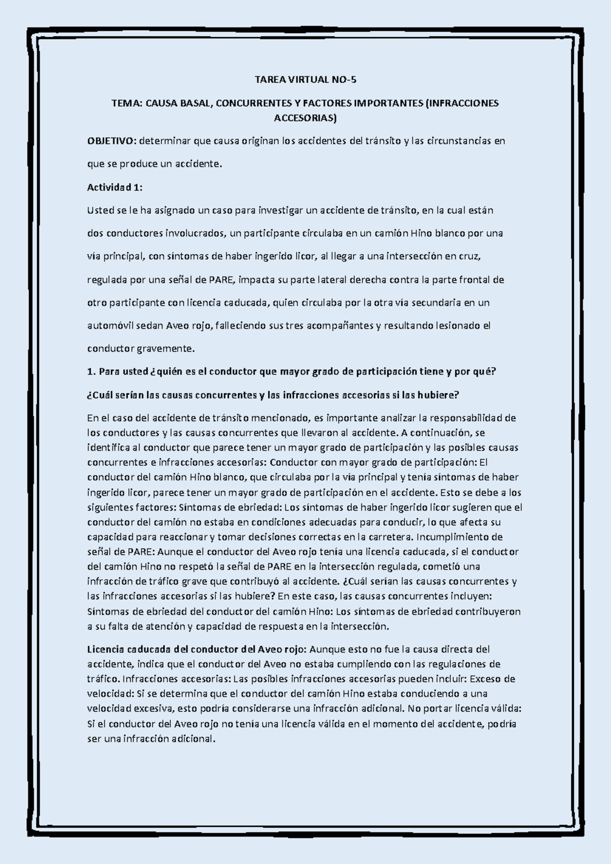 789 - TAREA VIRTUAL NO- 5 TEMA: CAUSA BASAL, CONCURRENTES Y FACTORES ...