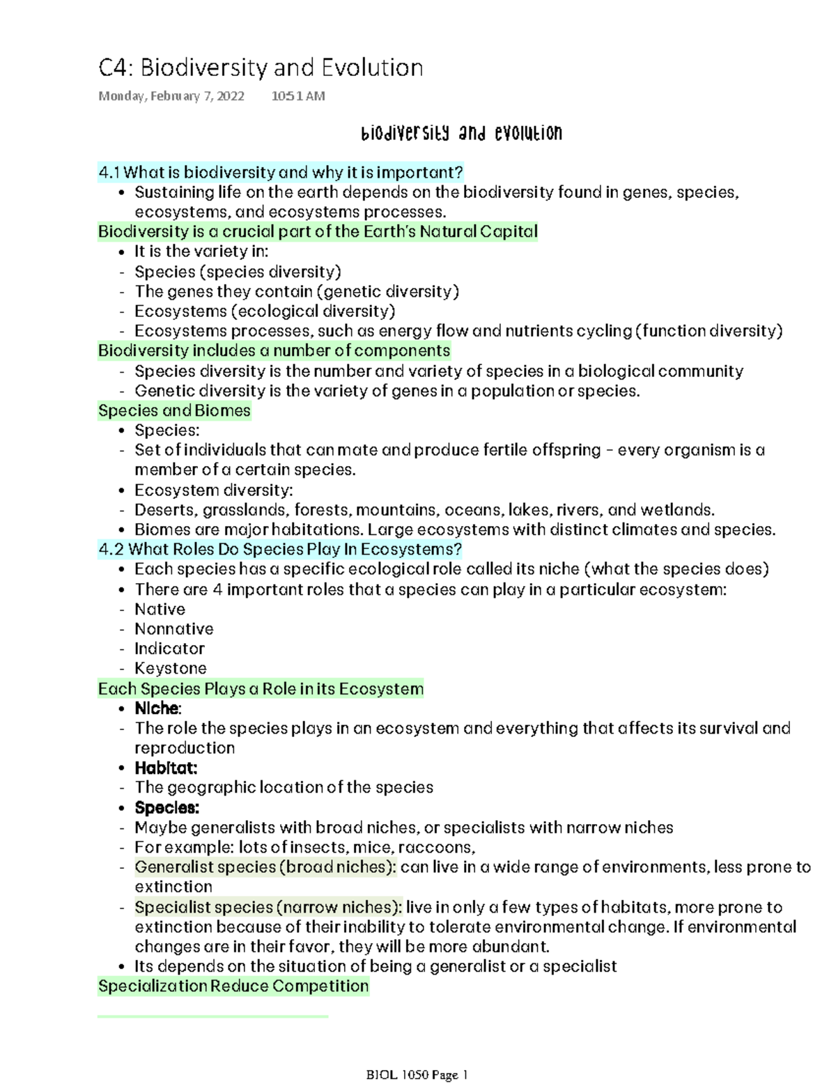 Chapter 4: Biodiversity and Evolution - BIODIVERSITY AND EVOLUTION 4 ...