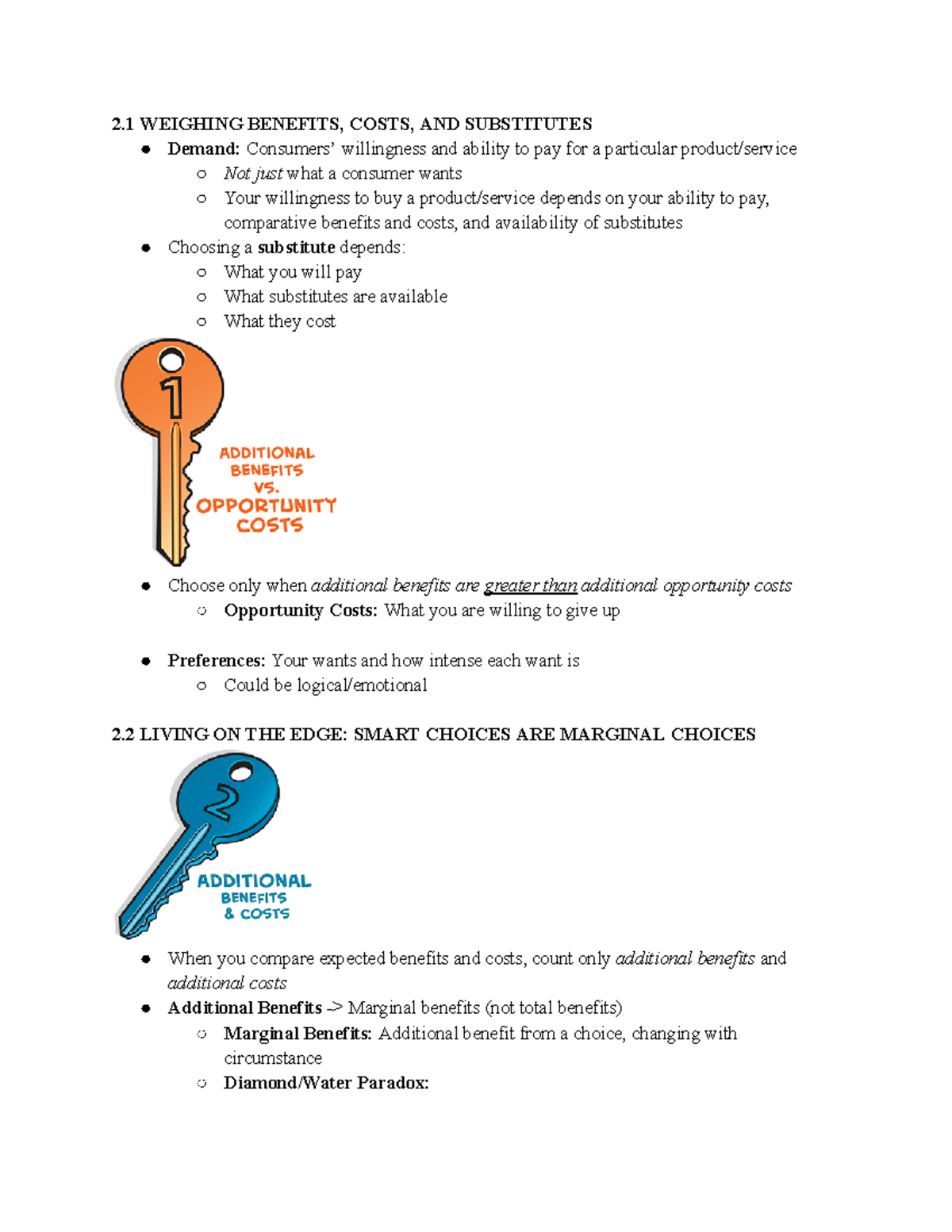 Chapter 2 - Making Smart Choices (THE LAW OF Demand) - 2 WEIGHING ...