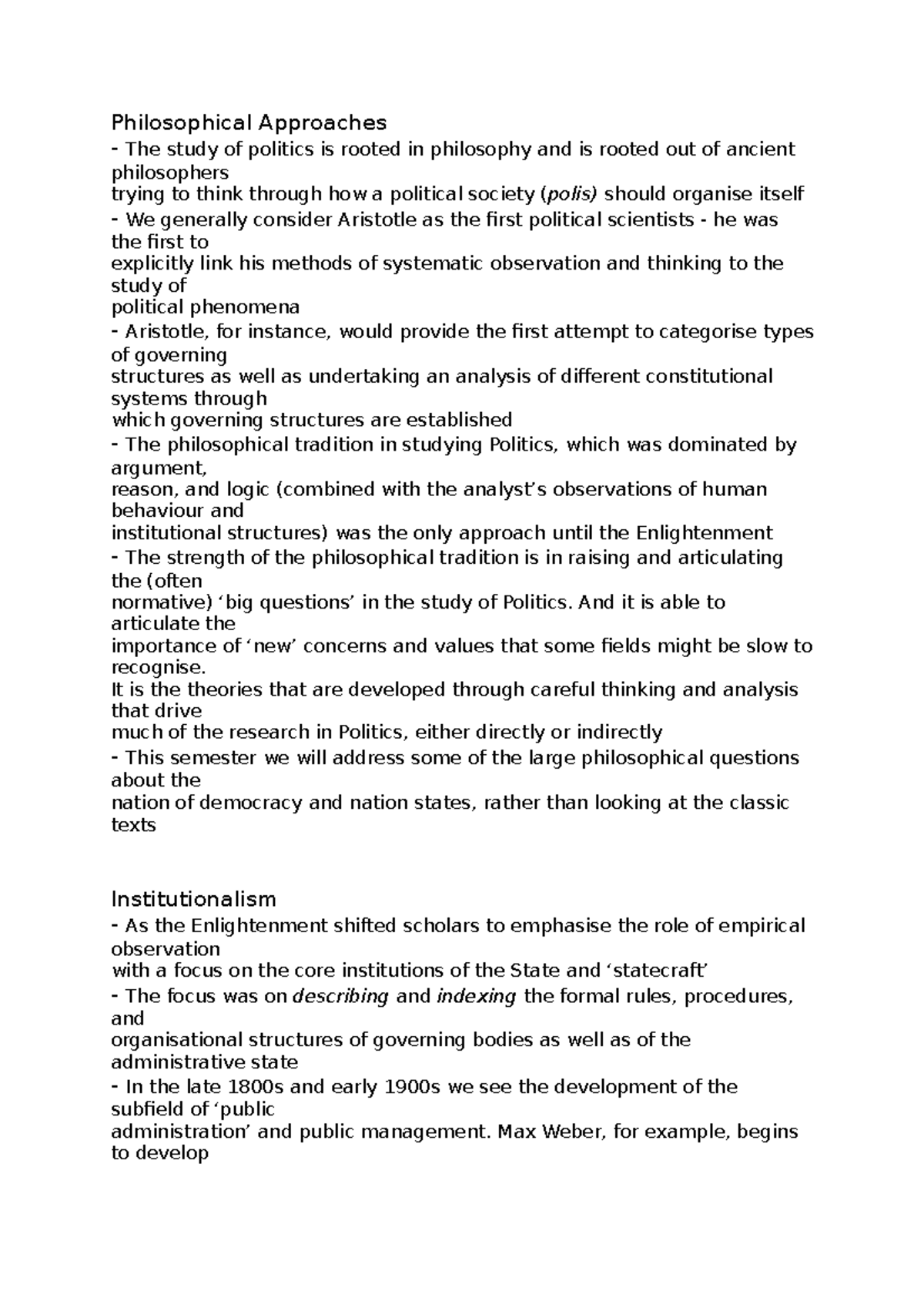 Philosophical Approaches - And it is able to articulate the importance ...