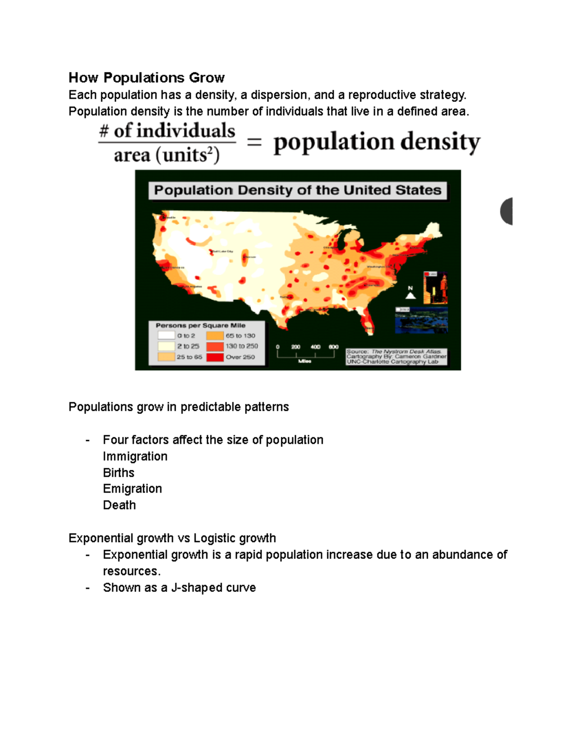 Unit 6 notes Bio - How Populations Grow Each population has a density ...