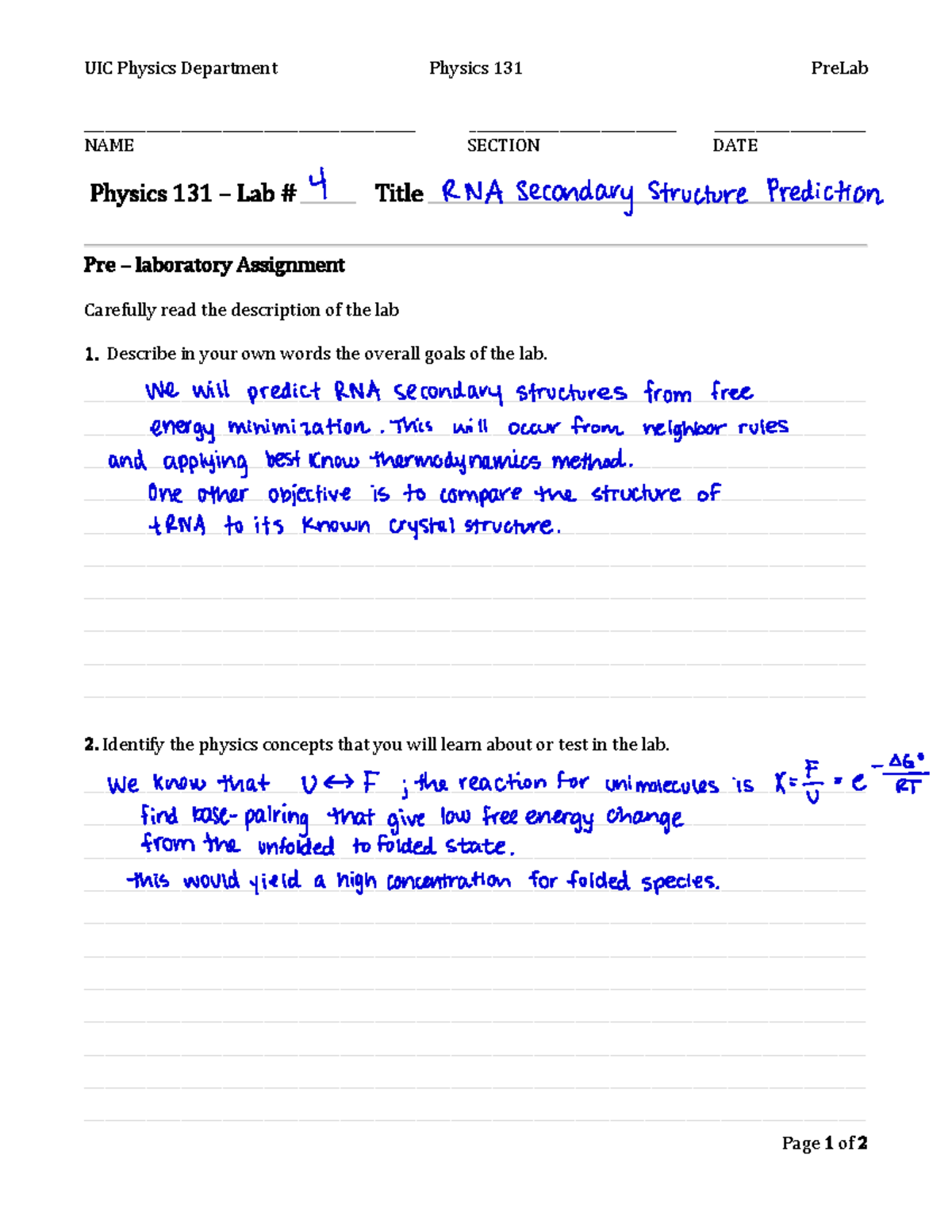 Lab 5- Electric Forces in fluids - UIC Physics Department Physics 131 ...