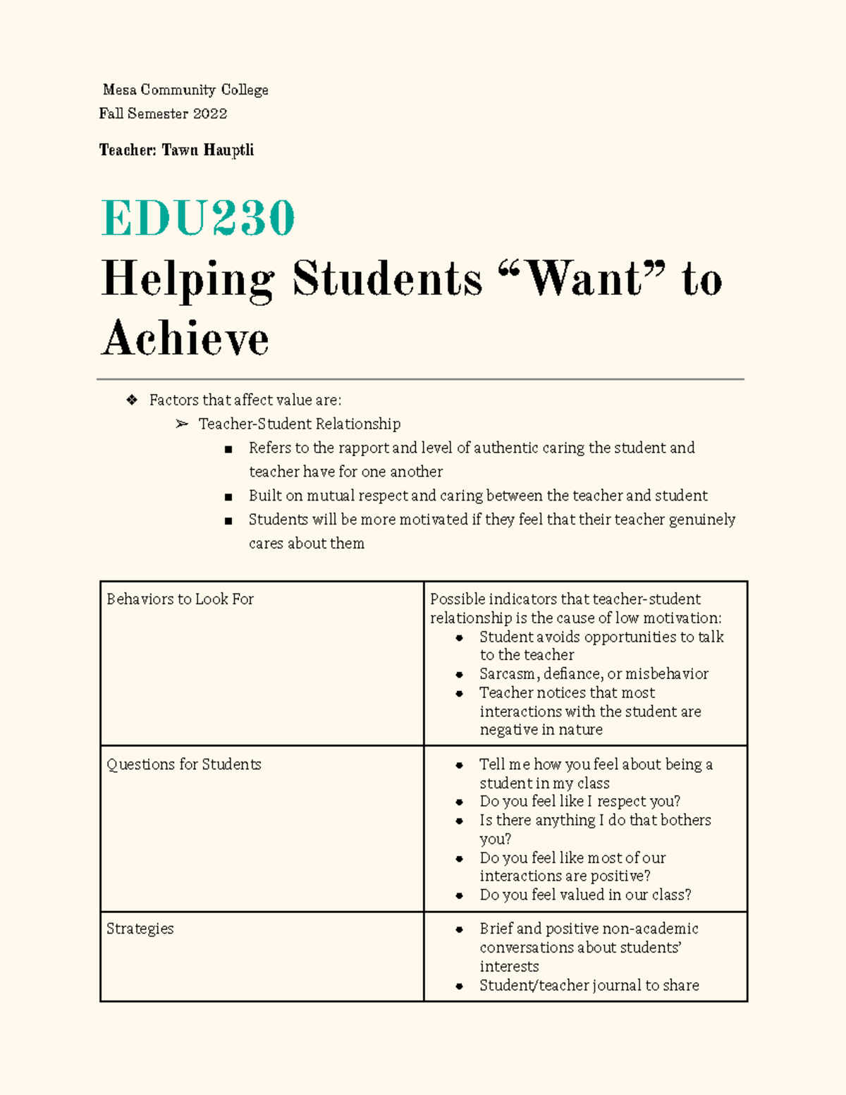 Inspire 11 - Notes corresponding with helping students “want” to ...