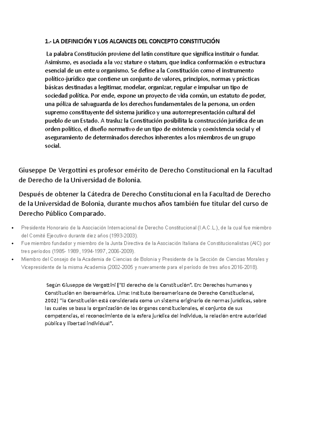Derecho constitucional - 1.- LA DEFINICIÓN Y LOS ALCANCES DEL CONCEPTO ...