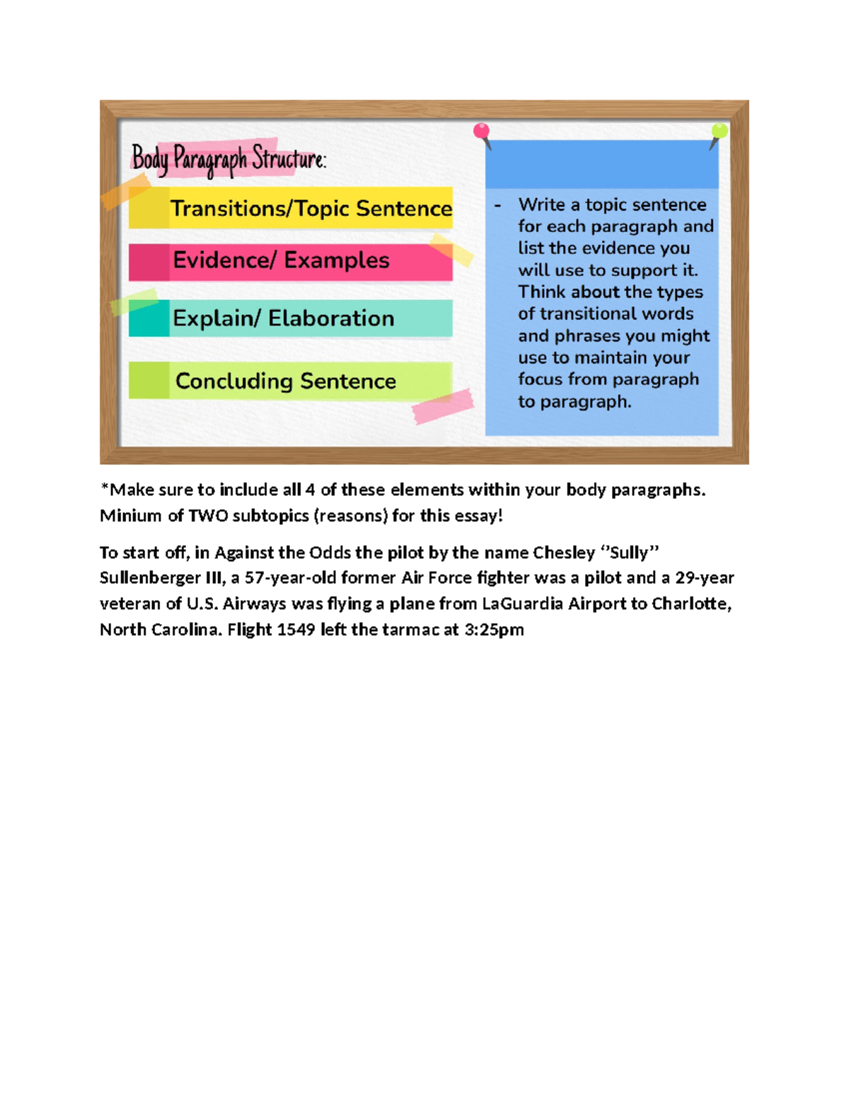 Body Paragraphs Informative Essay - *Make sure to include all 4 of ...