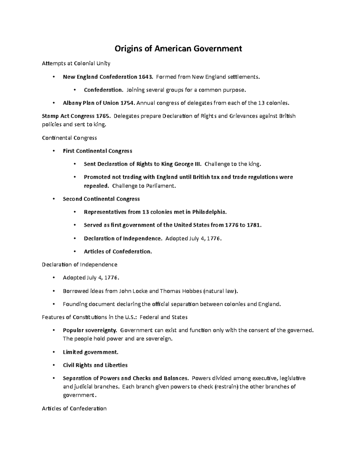 Origins of American Government - Origins of American Government ...