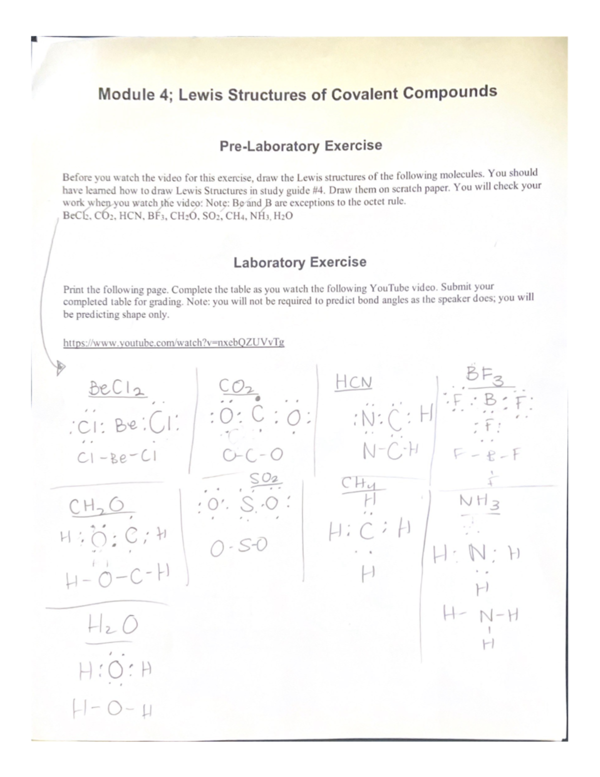 Module 4 Lewis Structures of Covalent Compounds - You should have learned how to draw Lewis ...