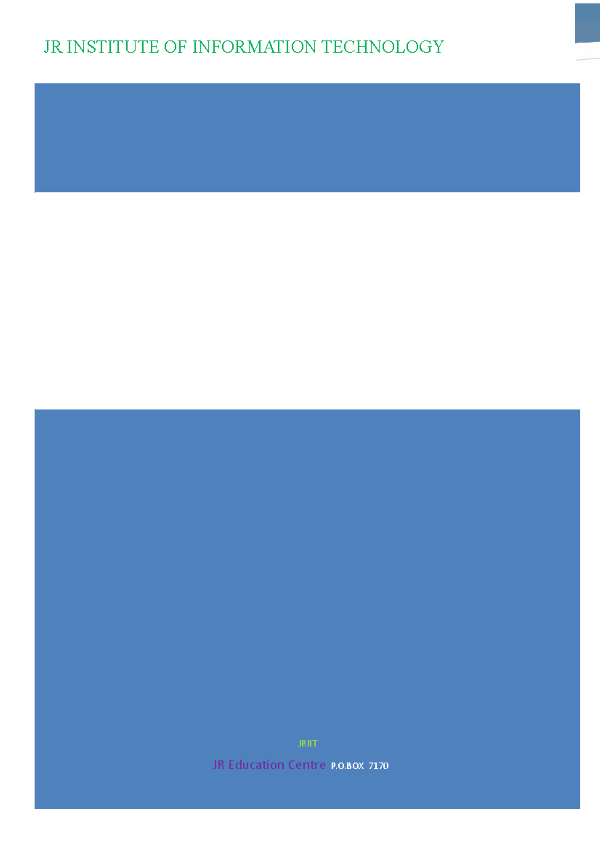 Prime Network Proposal - JRIIT JR Education Centre P.O 7170 Proposal ...