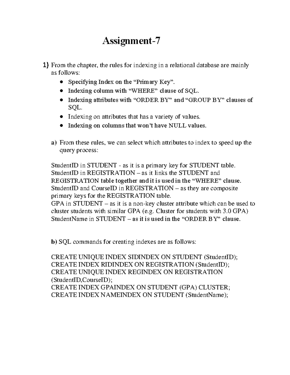 Assignment-7 - Assignment-7 - Assignment- 1) From the chapter, the ...