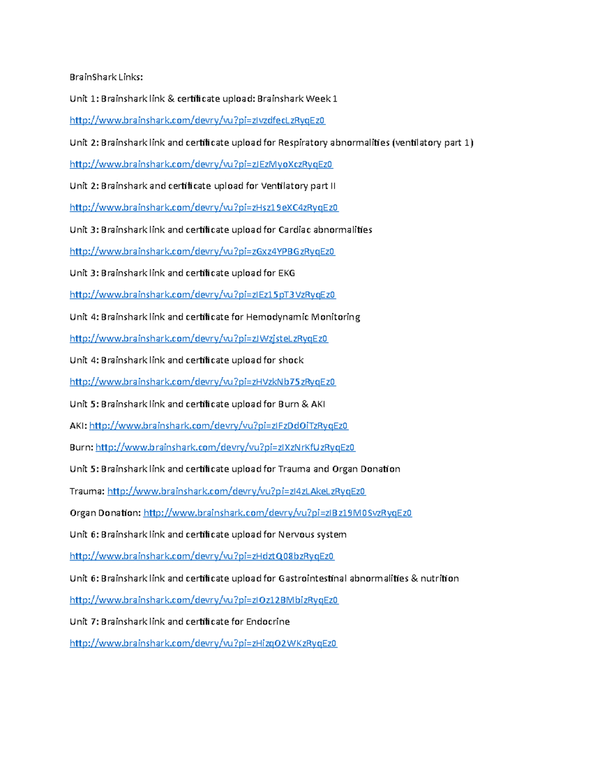 Brain Shark Links - BrainShark Links: Unit 1: Brainshark link & certificate upload: Brainshark ...