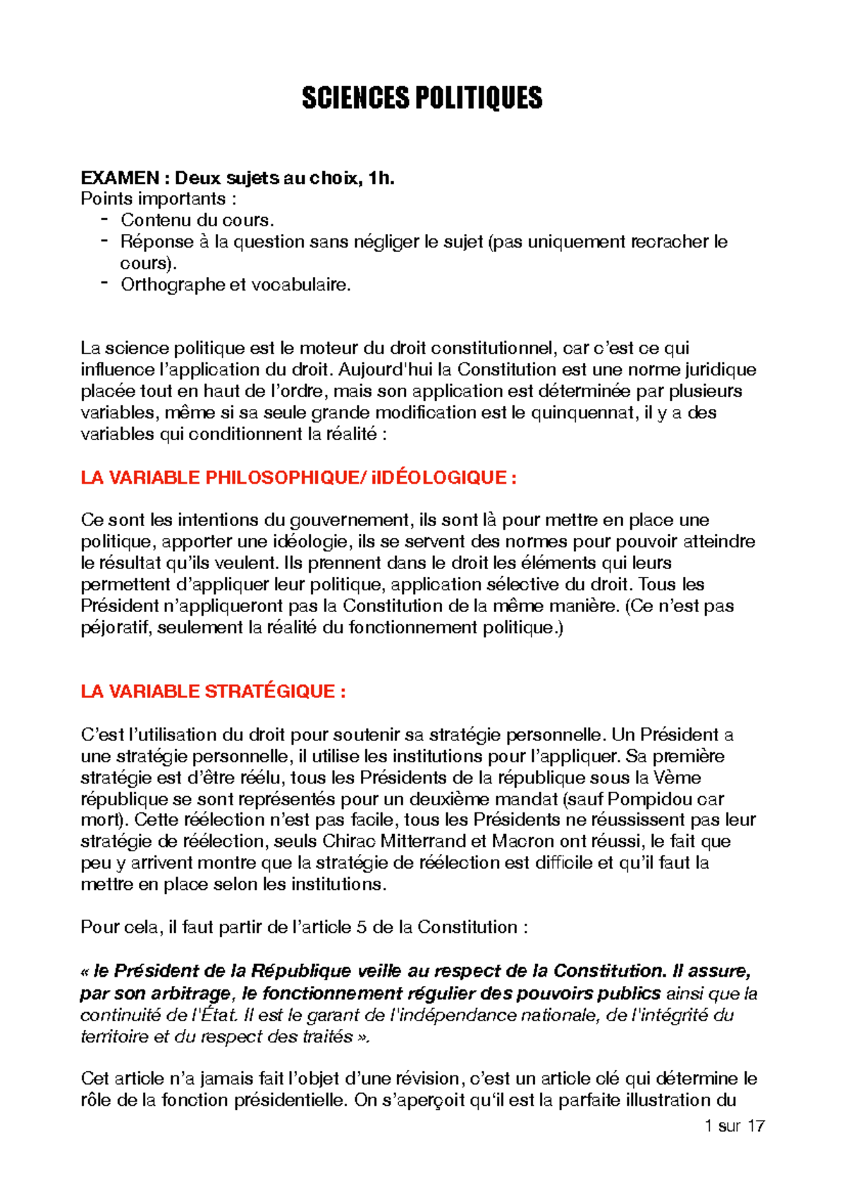 Cours sciences politiques - SCIENCES POLITIQUES EXAMEN : Deux sujets au ...
