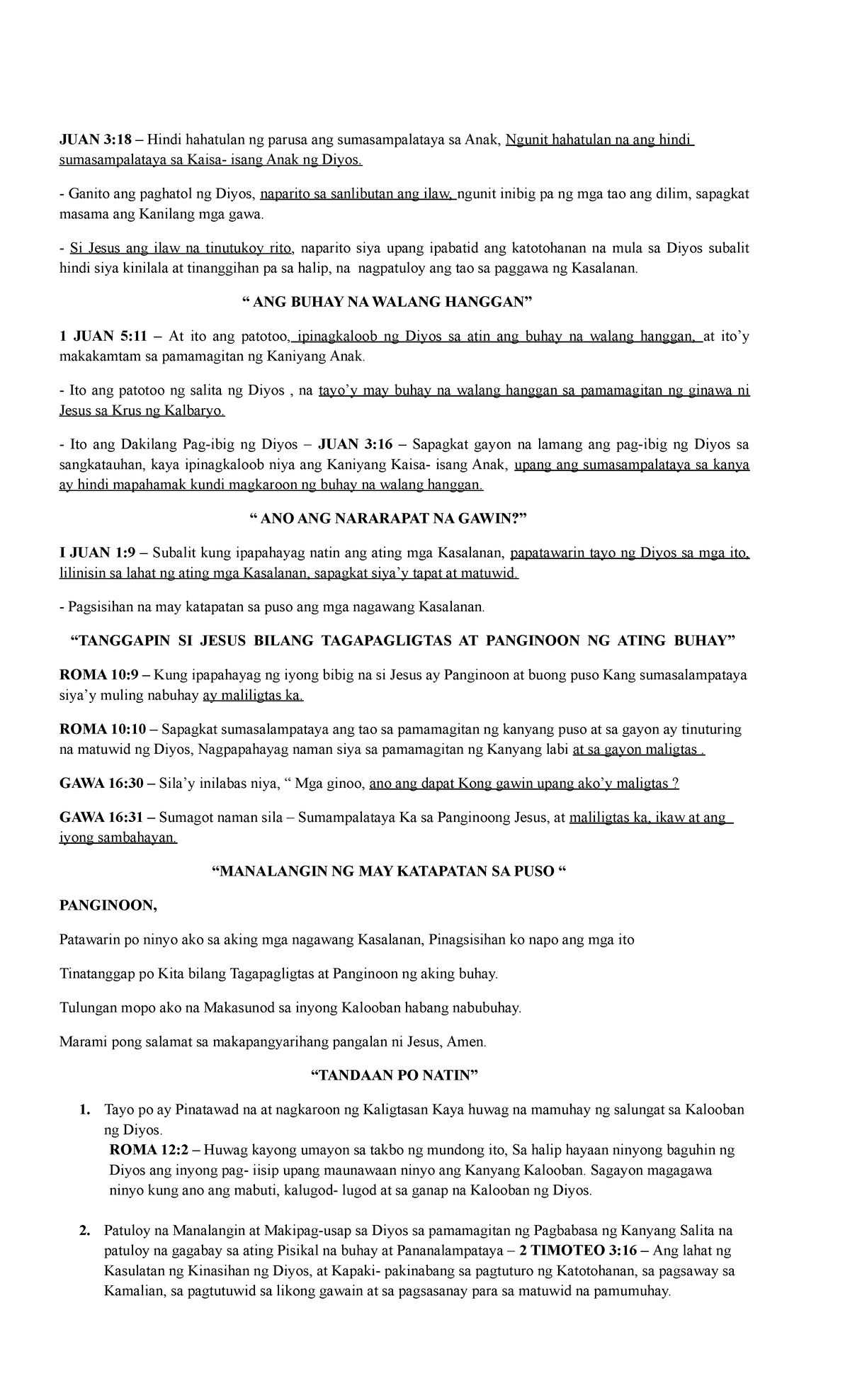 Salita ng diyos - nmmm nnmm,m nbygj nnnjk - JUAN 3:18 – Hindi hahatulan ...
