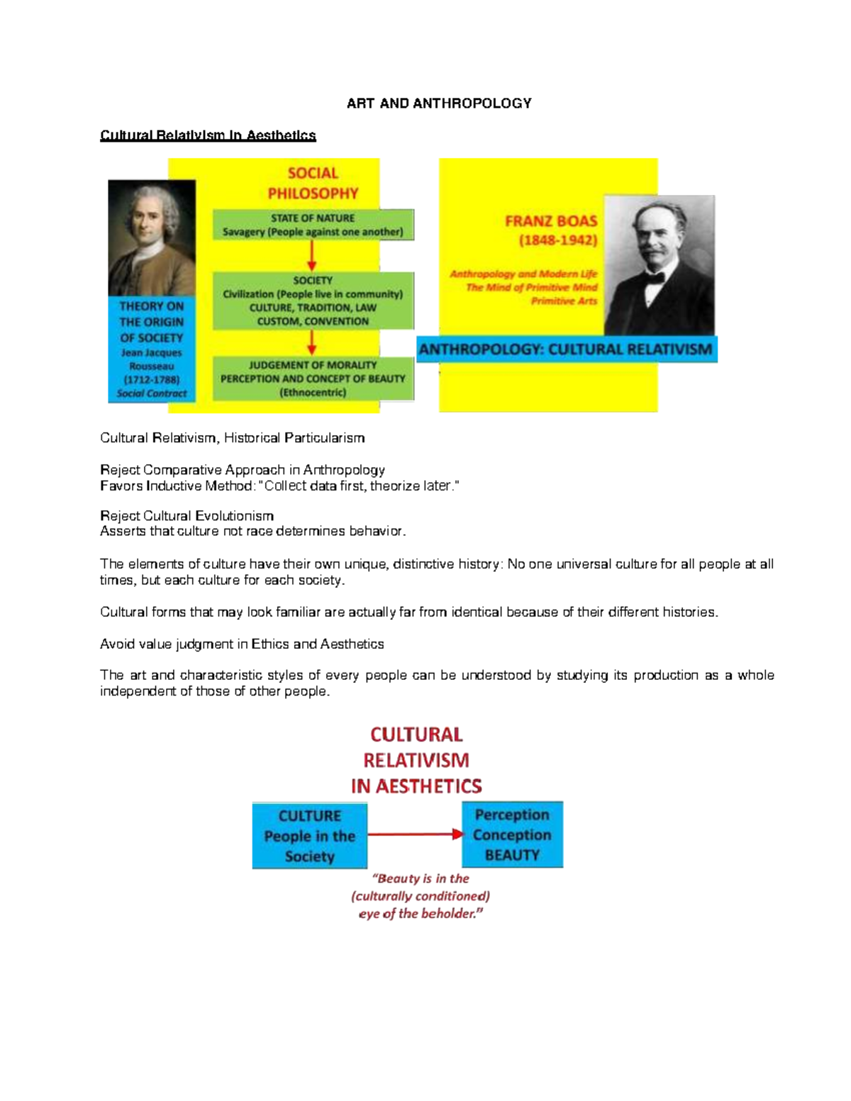 Art and Anthropology - ART AND ANTHROPOLOGY Cultural Relativism in ...