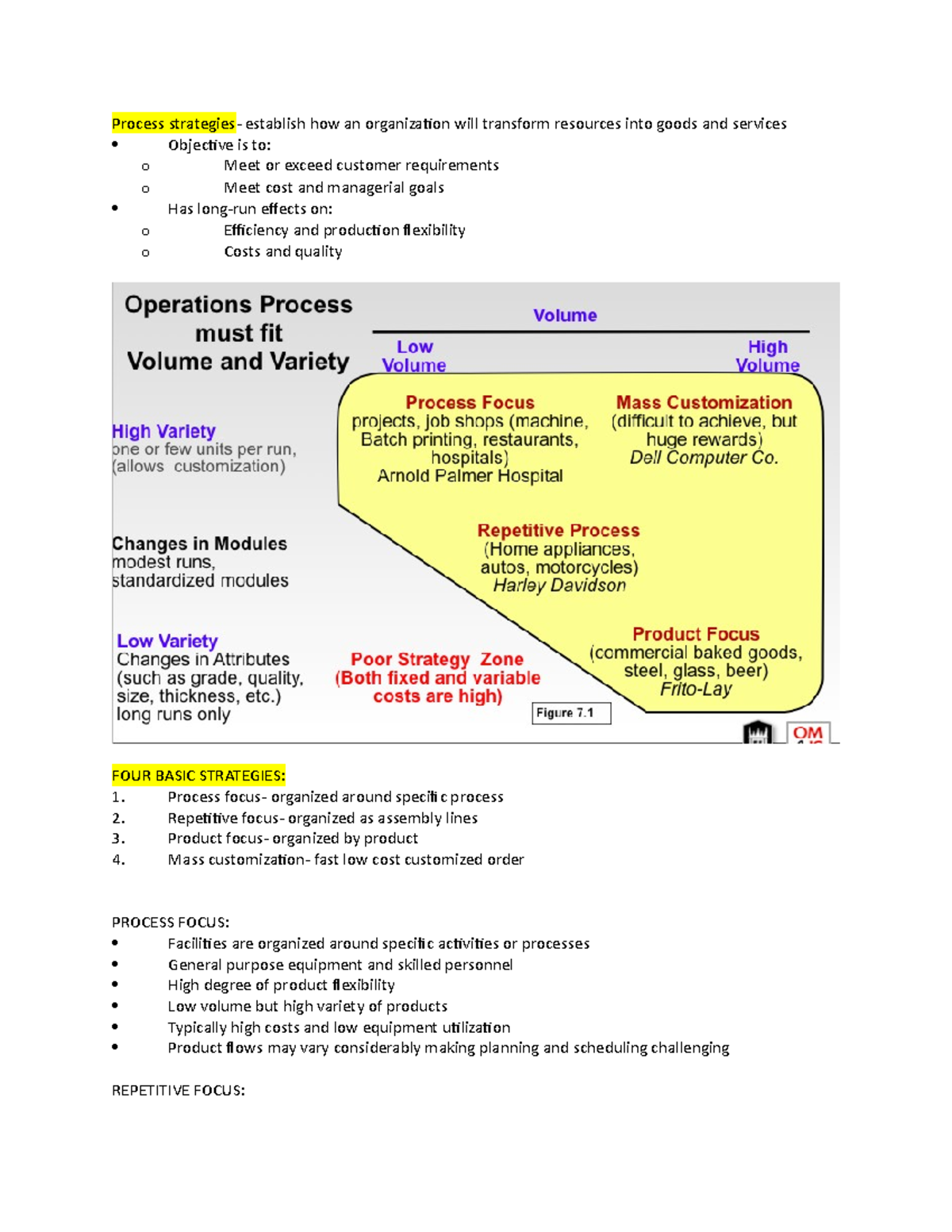 OMIS ch 7 - process strategy lecture notes - Process strategies ...