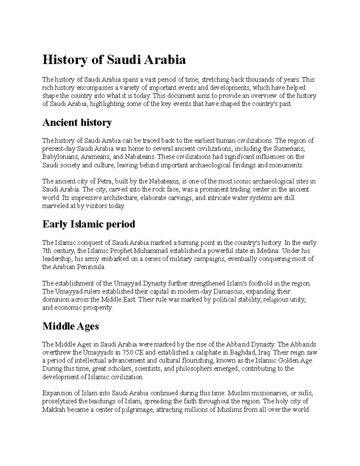History of Saudi Arabia - This rich history encompasses a variety of ...