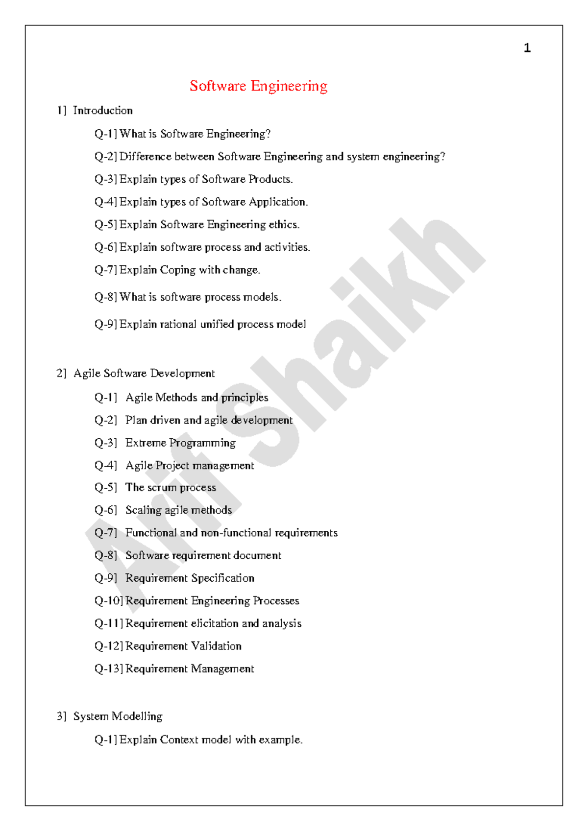 Software Engg Bank - question bank - Software Engineering 1 ...