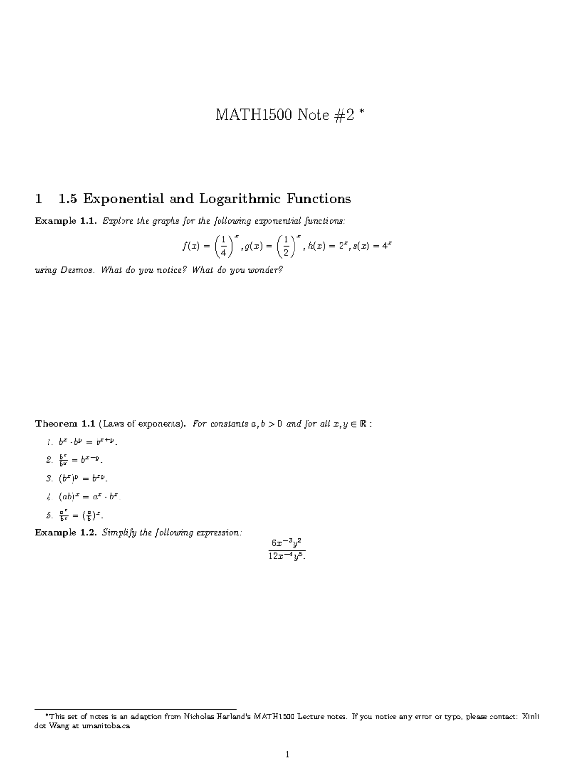 MATH1500 Wk1Part II - notes from the first week of calc 1500 professor ...