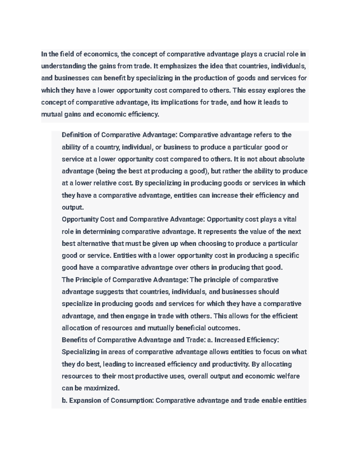 Comparative Advantage and Gains from Trade - In the field of economics ...