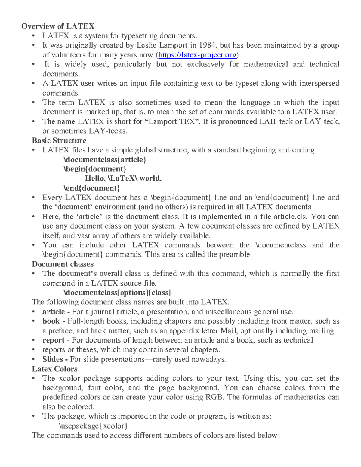 Latex viva - needed - Overview of LATEX - LATEX is a system for ...