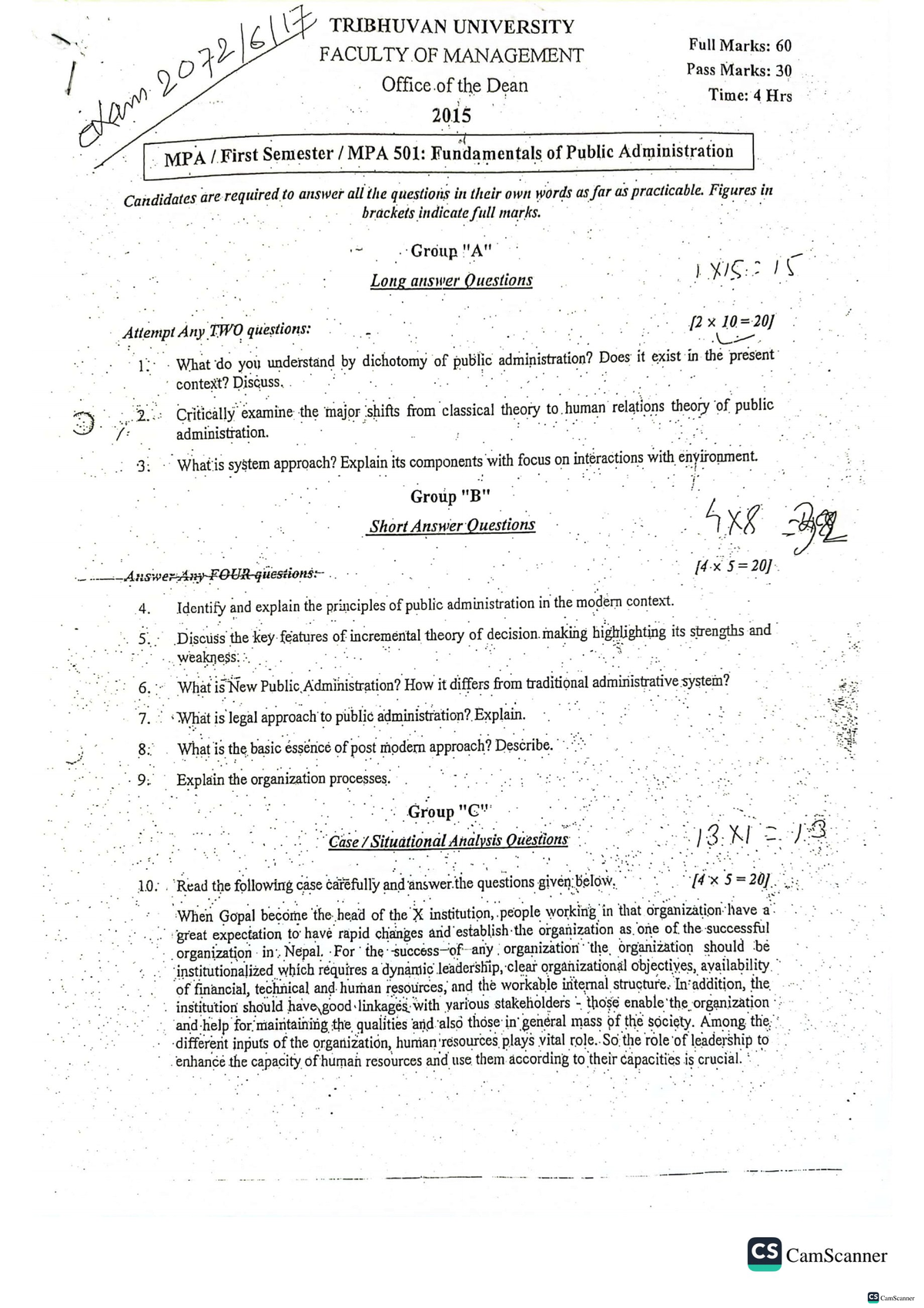 MPA 1st sem old questions - Public administration - Studocu