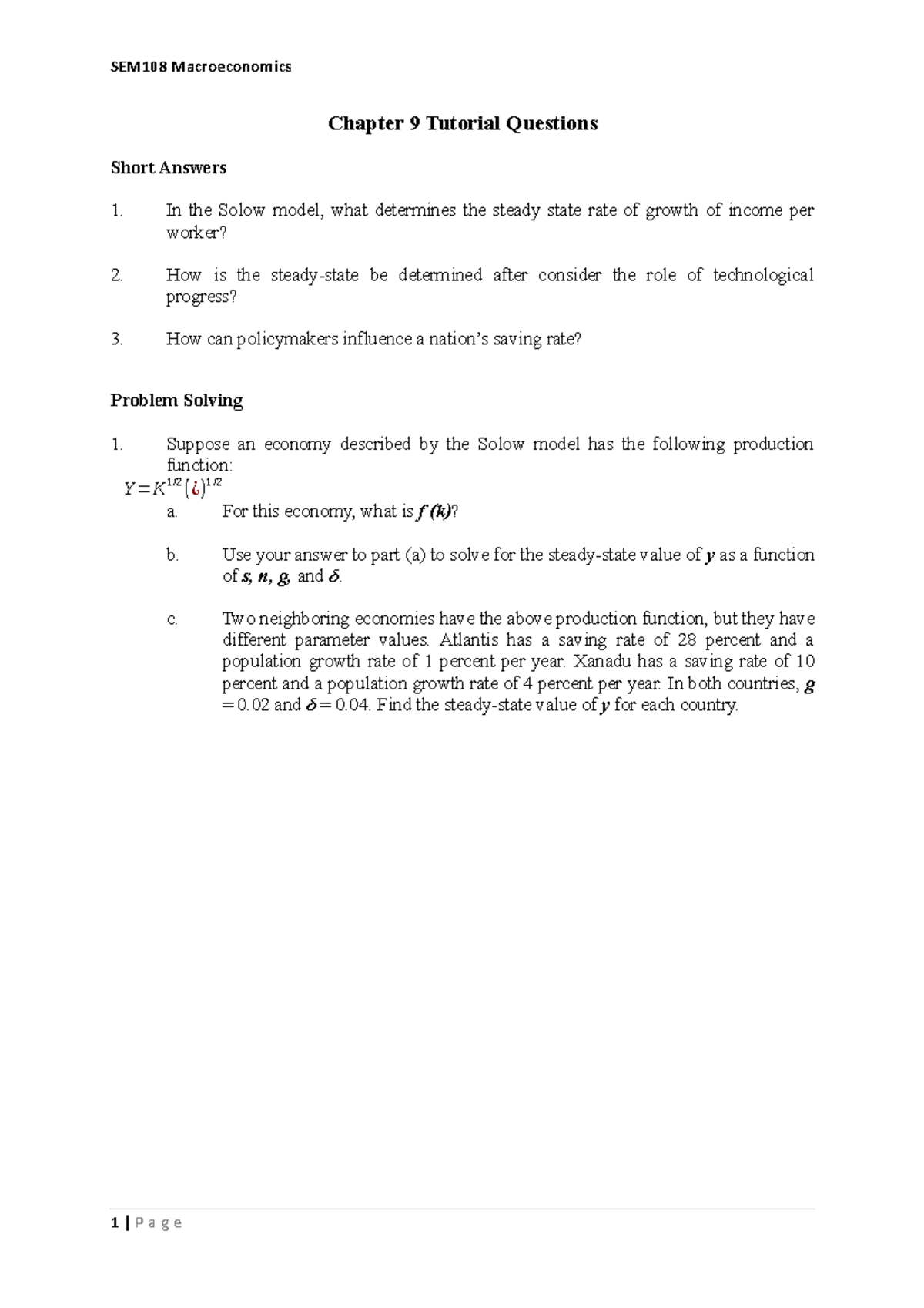 Chapter 9 Tutorial (Ques)Chapter 9 Tutorial (Ques)Chapter 9 Tutorial ...
