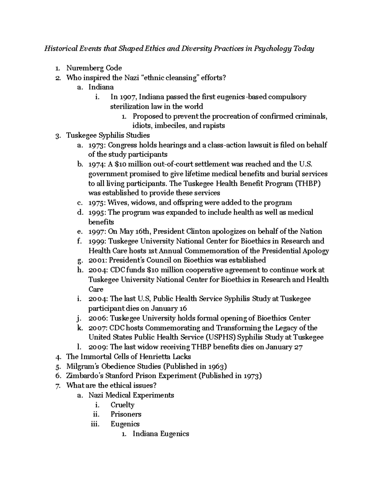 Lecture 5 Historical Events Shaping Ethics in Research - Historical ...