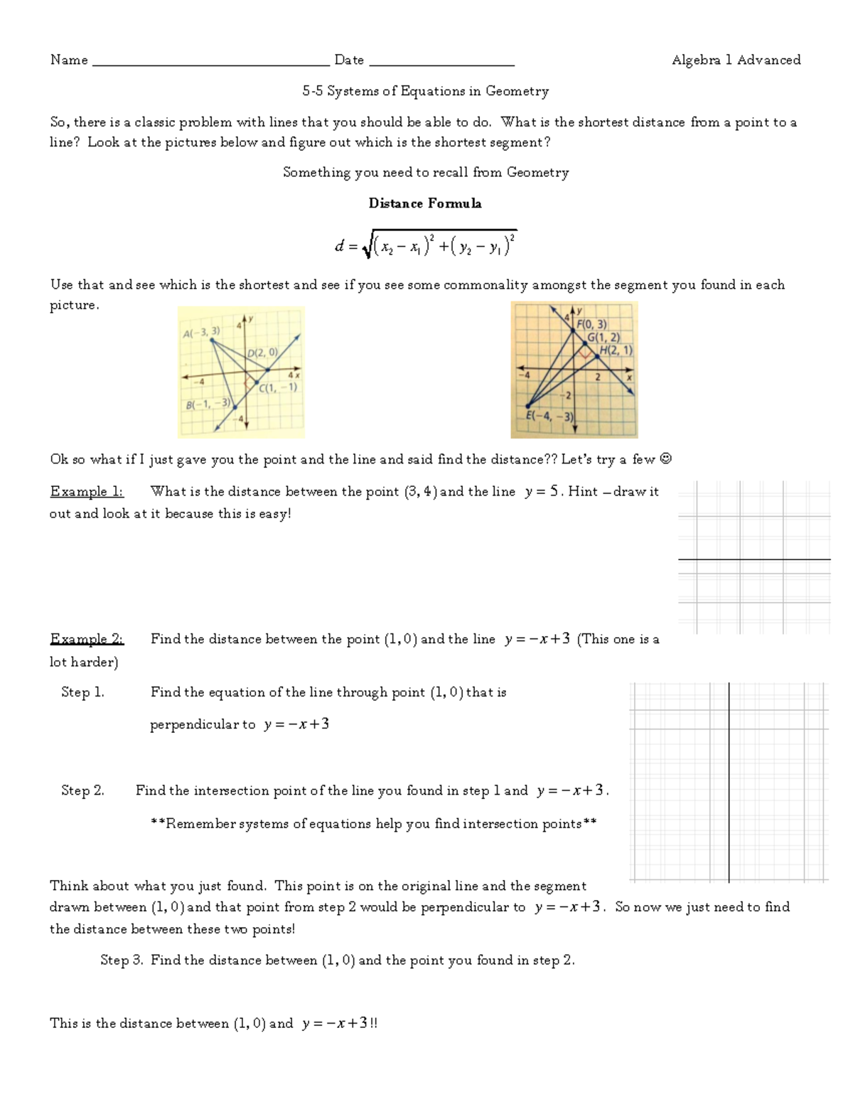 5-5 Systems in Geometry - Name _______________________________ Date ...